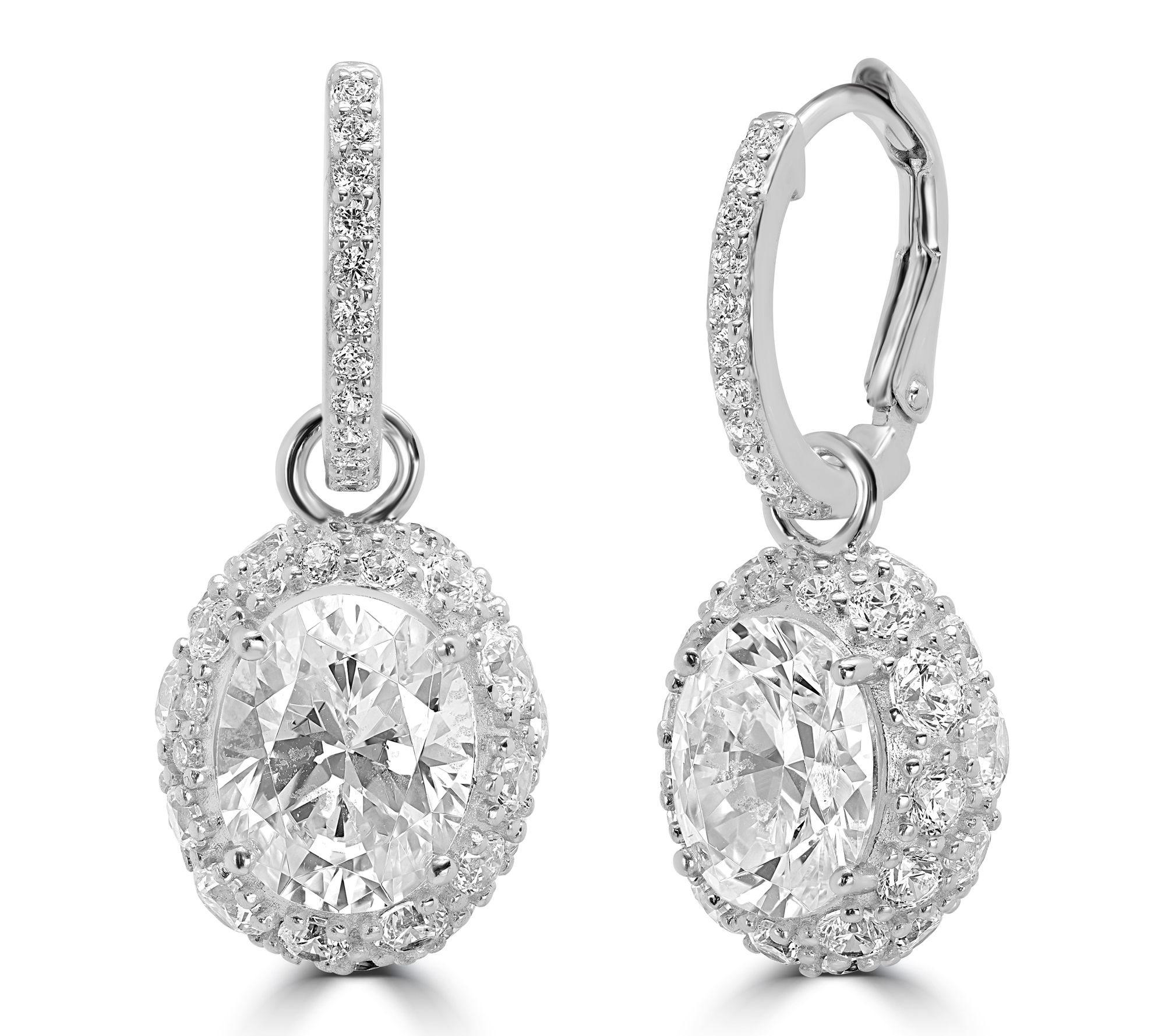 Diamonique x Kathy Levine Oval Hoop Charm Earrings, Sterling - QVC.com
