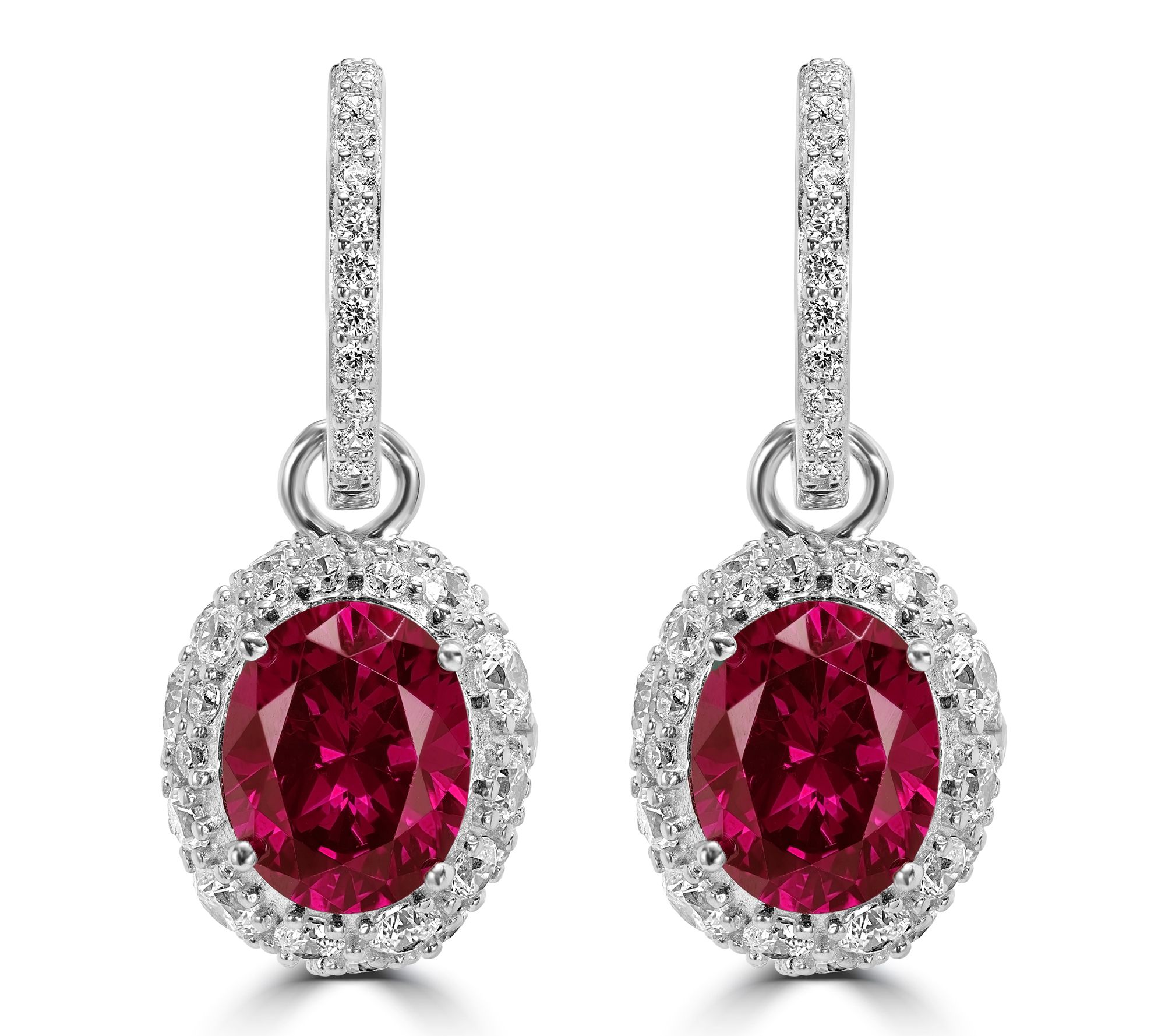 Diamonique x Kathy Levine Oval Hoop Charm Earrings, Sterling - QVC.com