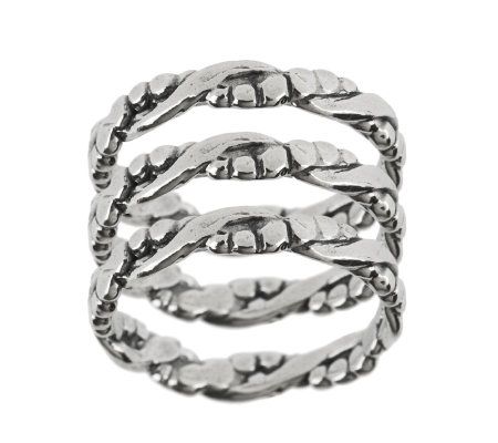 Or Paz Sterling Set of 3 Braided Design Stack Rings - QVC.com