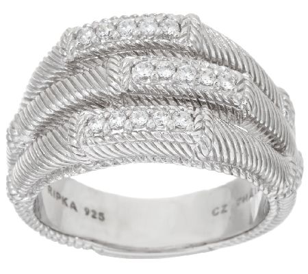 Judith Ripka Sterling Triple Row Ring - QVC.com