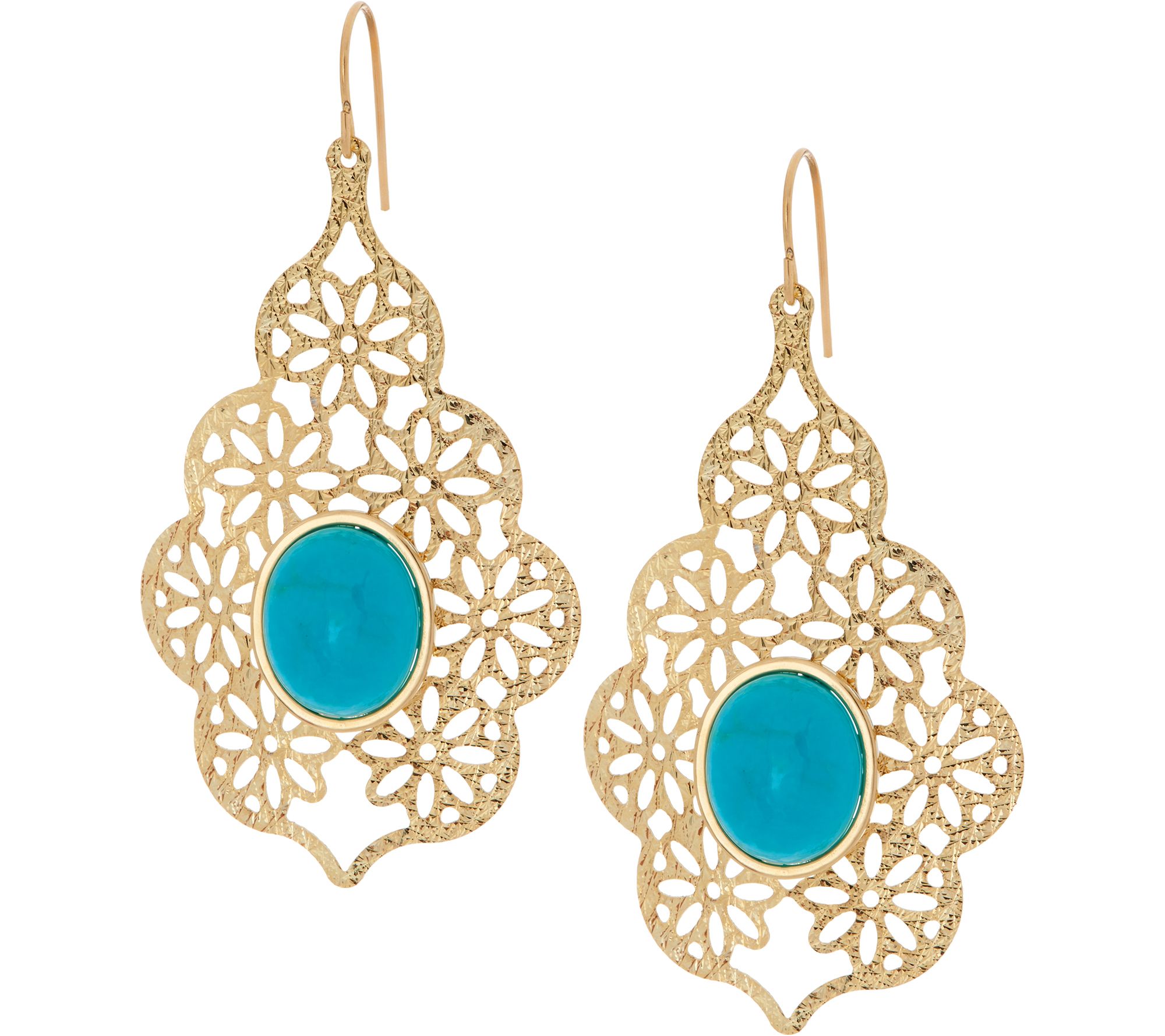 Italian Gold Turquoise Teardrop Earrings 14K Gold - QVC.com