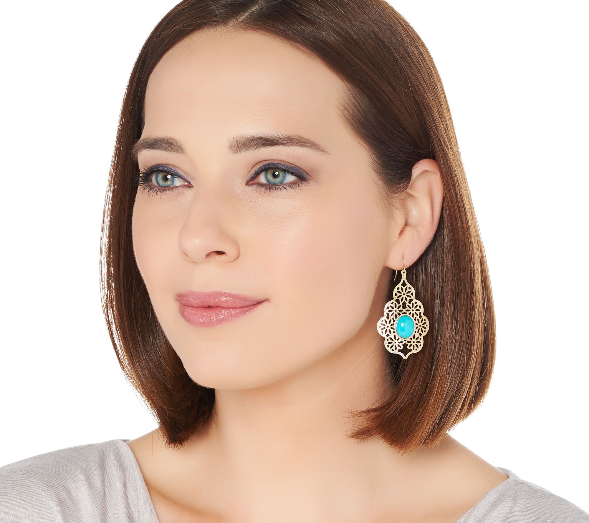 Italian Gold Turquoise Teardrop Earrings 14K Gold - QVC.com