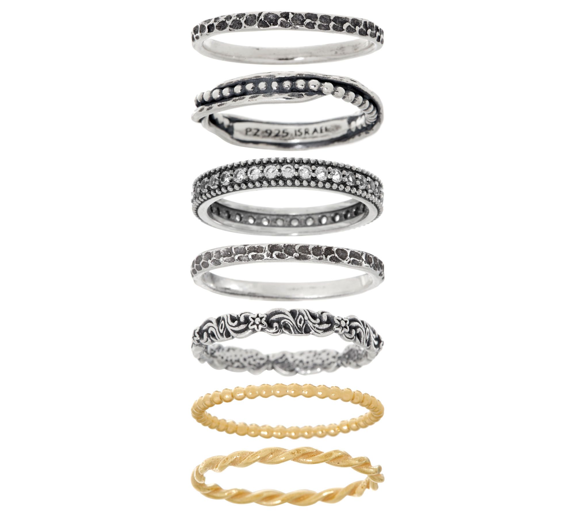Or Paz Sterling Silver Set of 7 Stack Rings - QVC.com