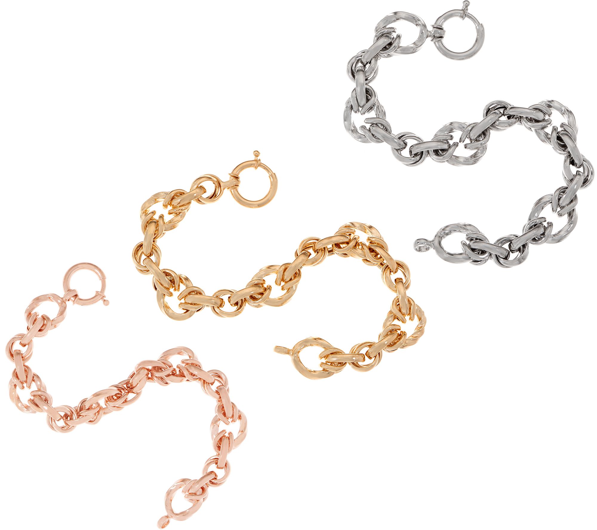 Sterling Silver Interlocking Rolo Link Bracelet - QVC.com