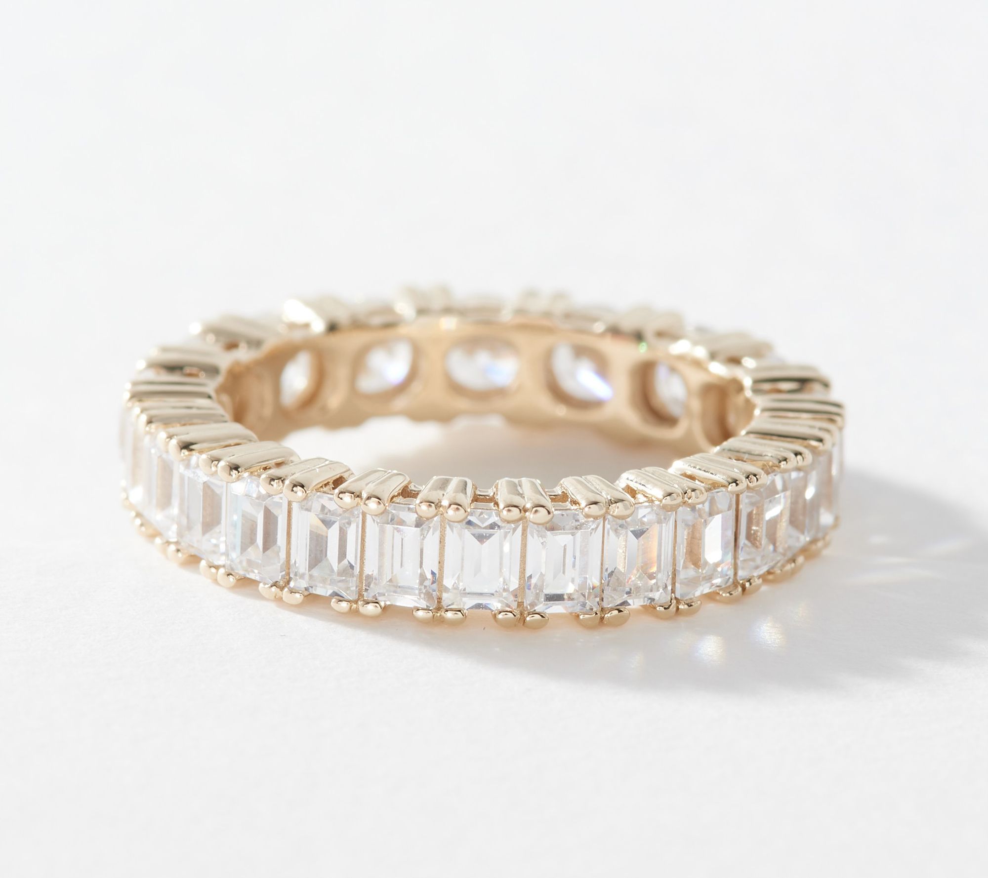 Diamonique Two-Cut Band Ring, Sterling Silver - QVC.com