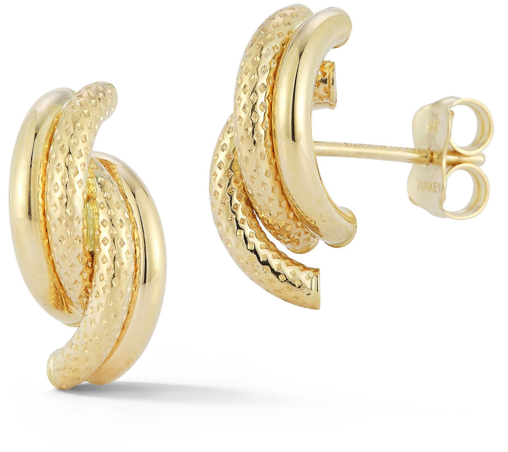 Luminosa Gold Double-Layered Ribbed Stud Earrings, 14K - QVC.com