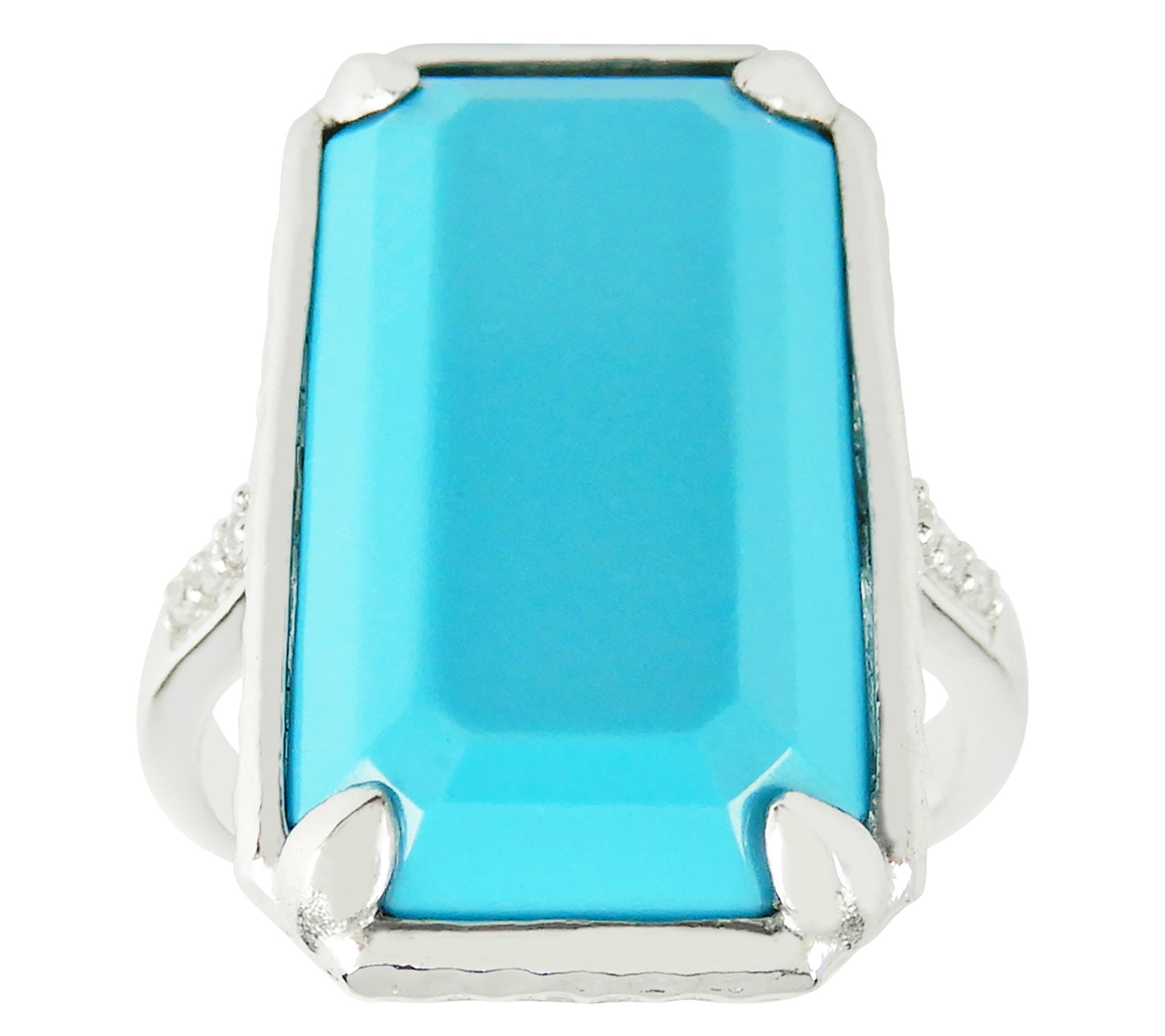 Diamonique Octagon Cocktail Ring, Sterling Silver - QVC.com