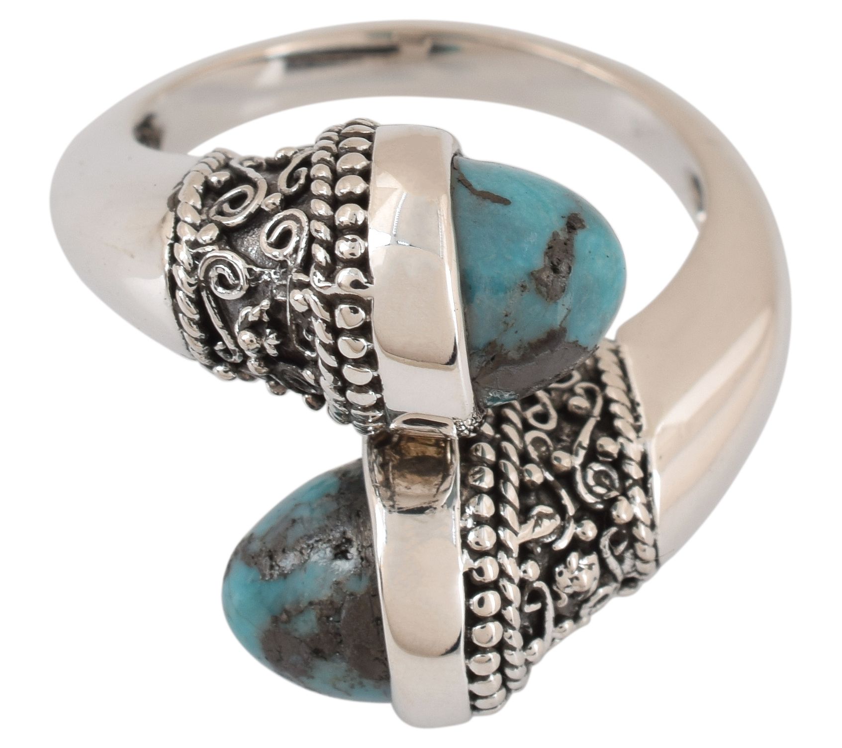 Artisan Crafted Sterling Turquoise East West Oxidized Ring - QVC.com