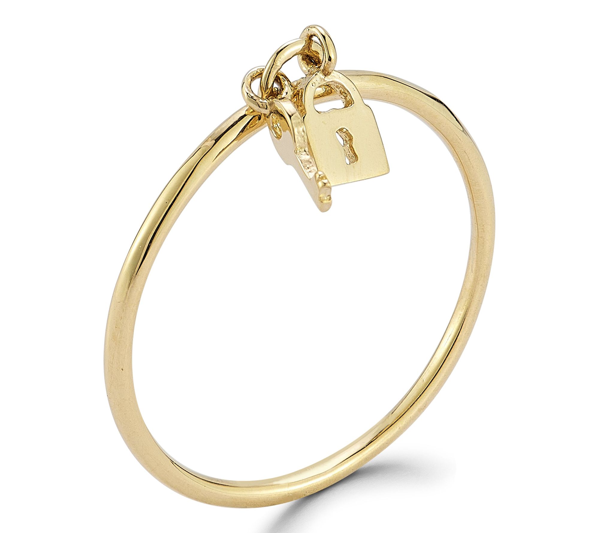 Italian Gold Lock and Key Charm Ring, 14K - QVC.com