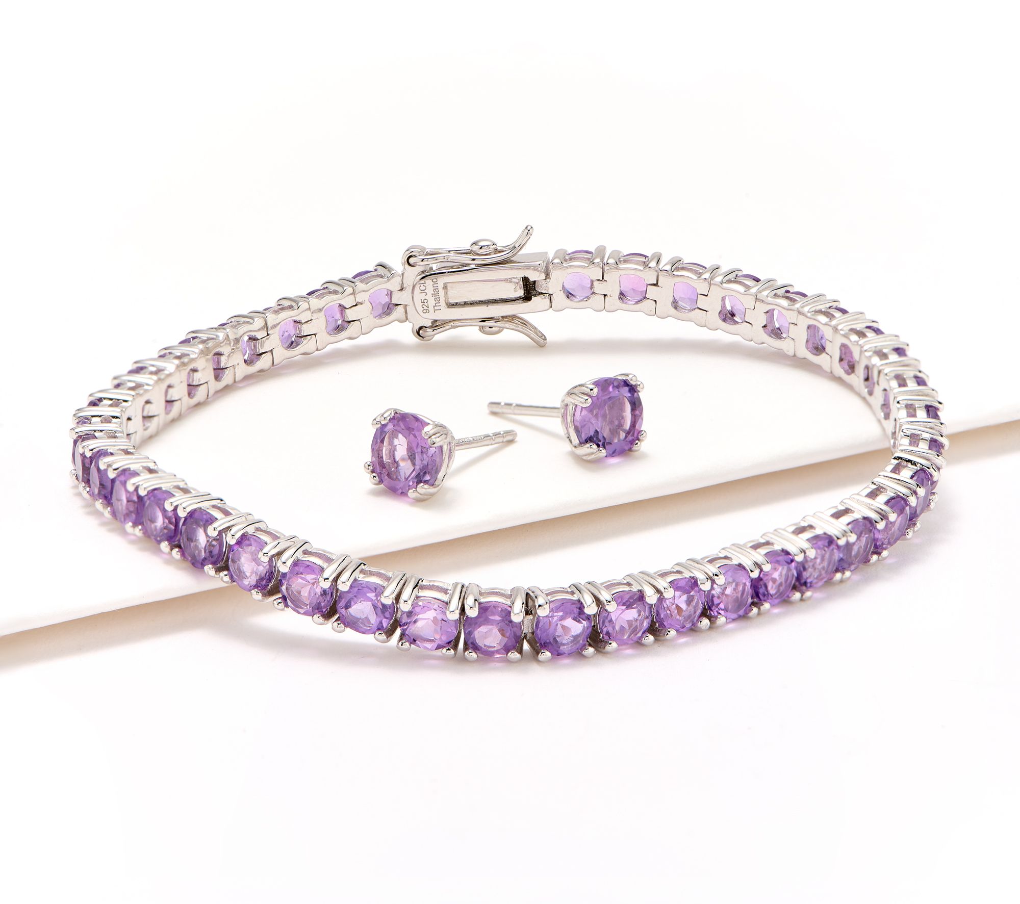 "As Is" Affinity Gems Round Gemstone Line Bracelet & Stud Set - QVC.com