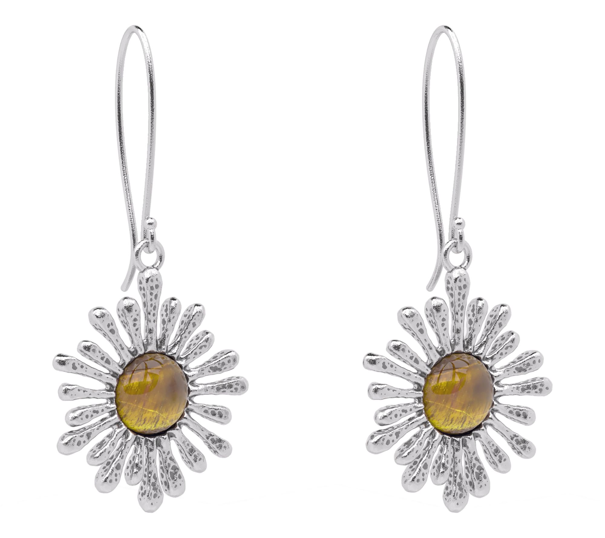 Or Paz Sterling Silver Gemstone Sunray Dangle Earrings QVC
