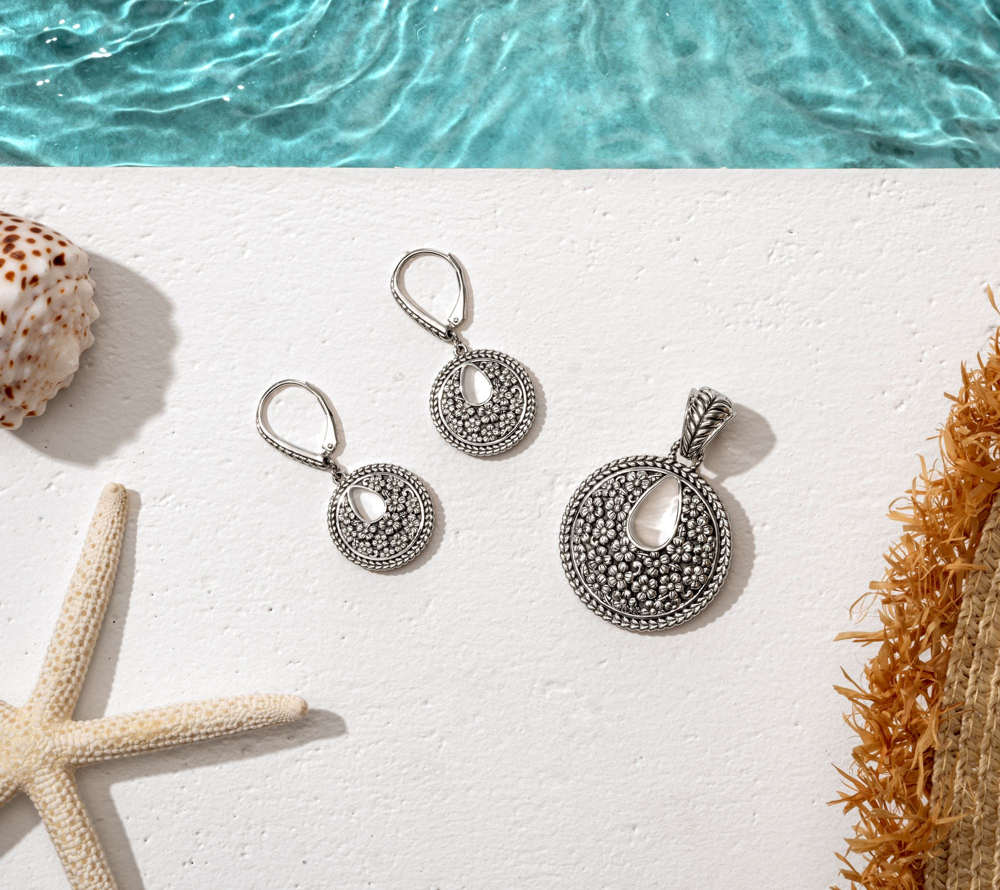 JAI Sterling Silver Floral Textured Disk Enhancer - QVC.com