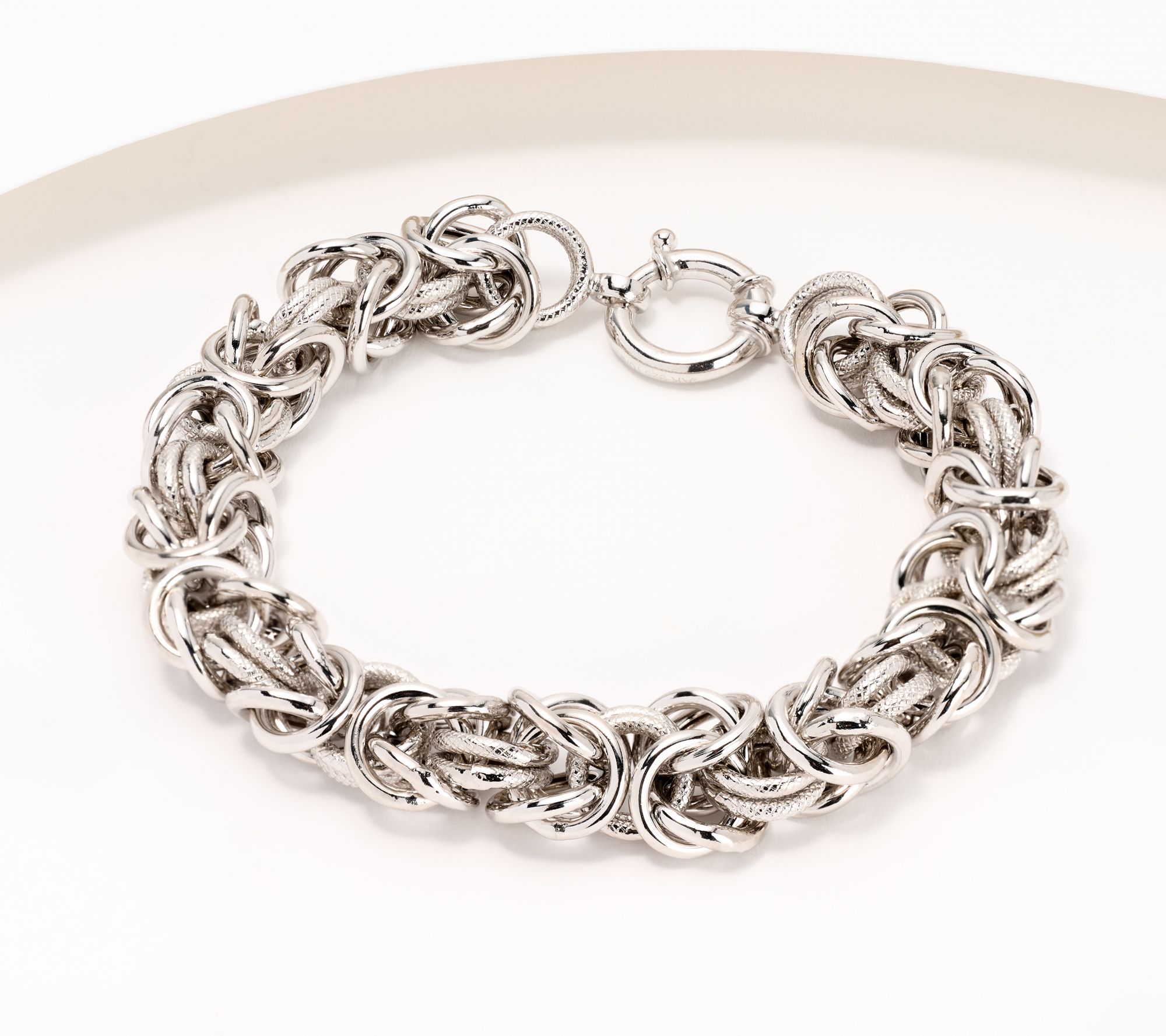 Silver Style Textured Byzantine Bracelet Sterling 23g