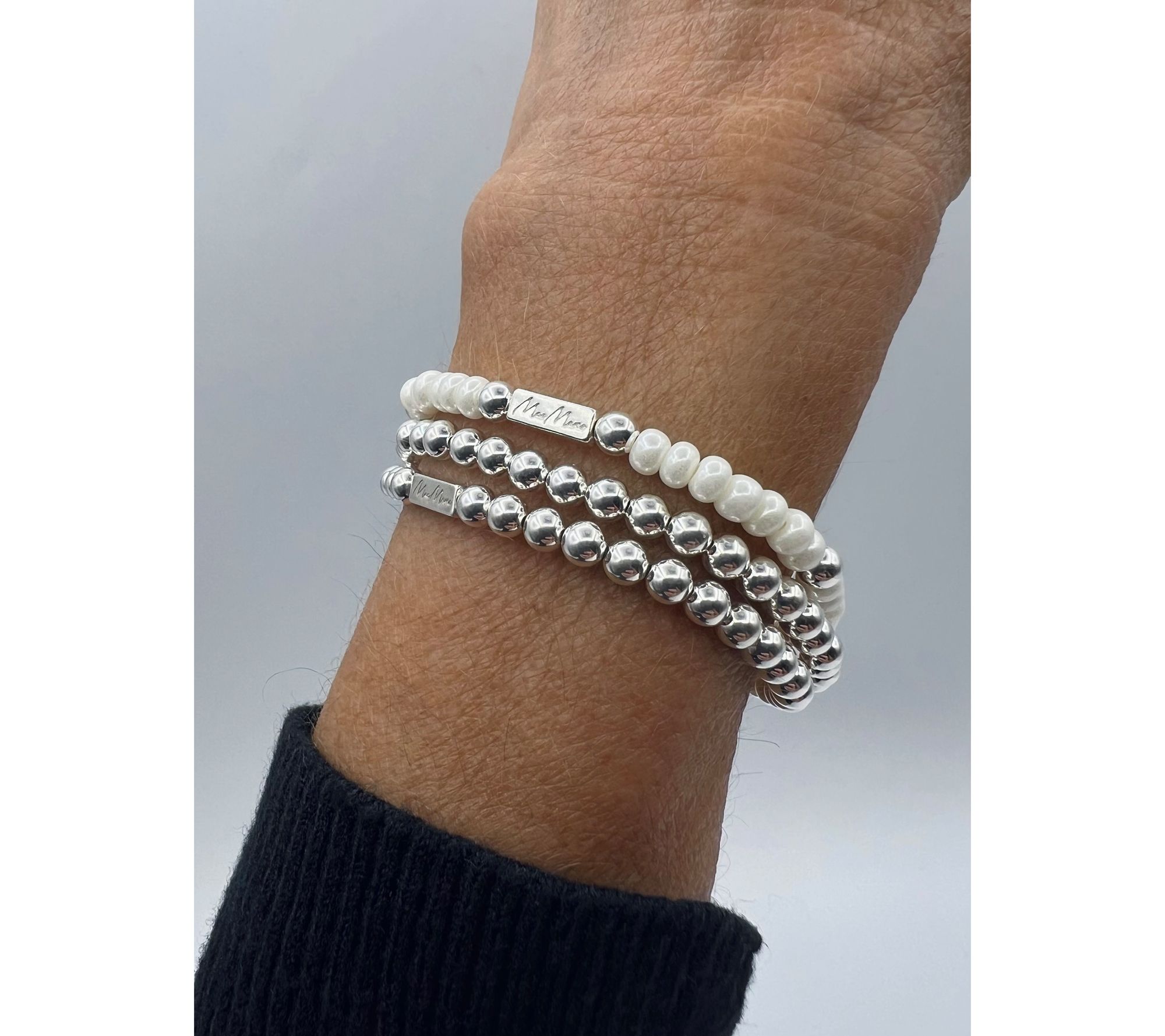 MaeMarie Wraps Pearly Bead Bracelet Set, Sterling Silver - QVC.com