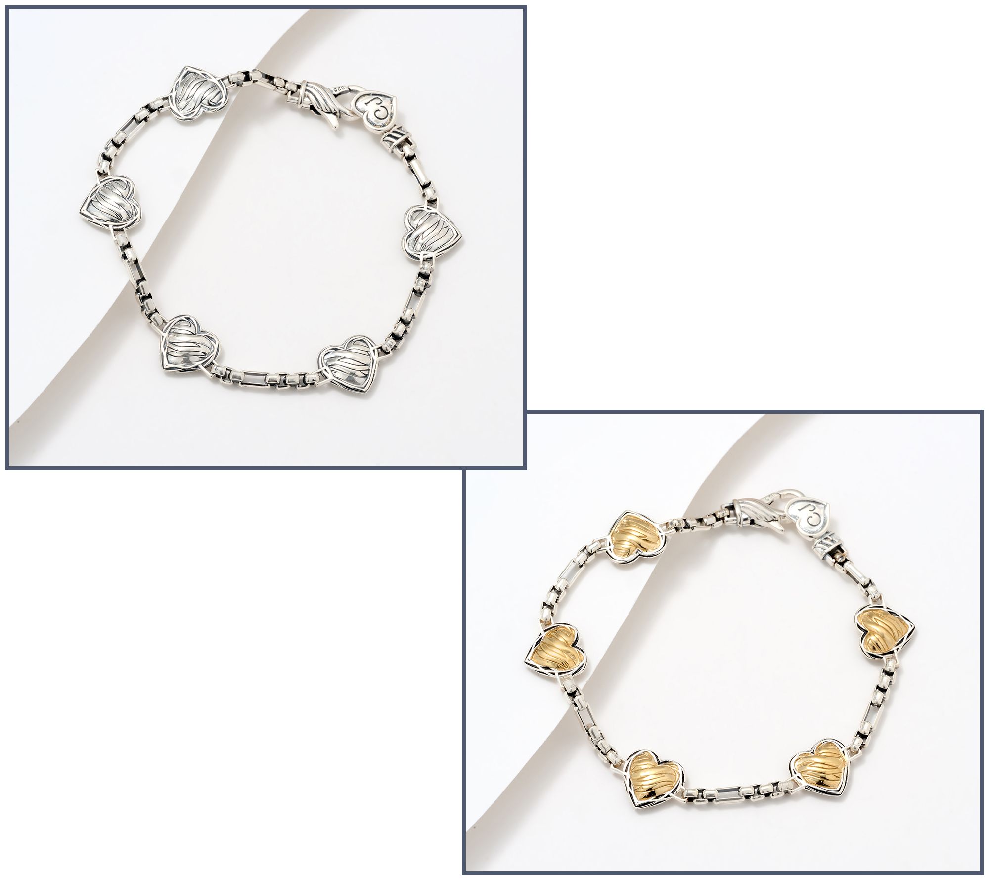 Christian James by Scott Grimes Sterling Ripple Heart Station Bracelet ...