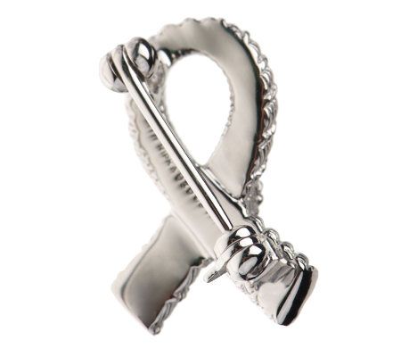 Judith Ripka Sterling Pink Diamonique Textured Ribbon Pin - QVC.com