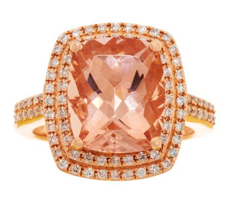 Premier 4.10 cts Morganite & Diamond Ring 14K Gold - QVC.com