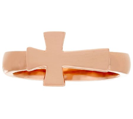 "As Is" Bronze Polished Horizontal Cross Ring by Bronzo Italia - QVC.com