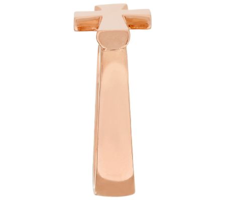 "As Is" Bronze Polished Horizontal Cross Ring by Bronzo Italia - QVC.com
