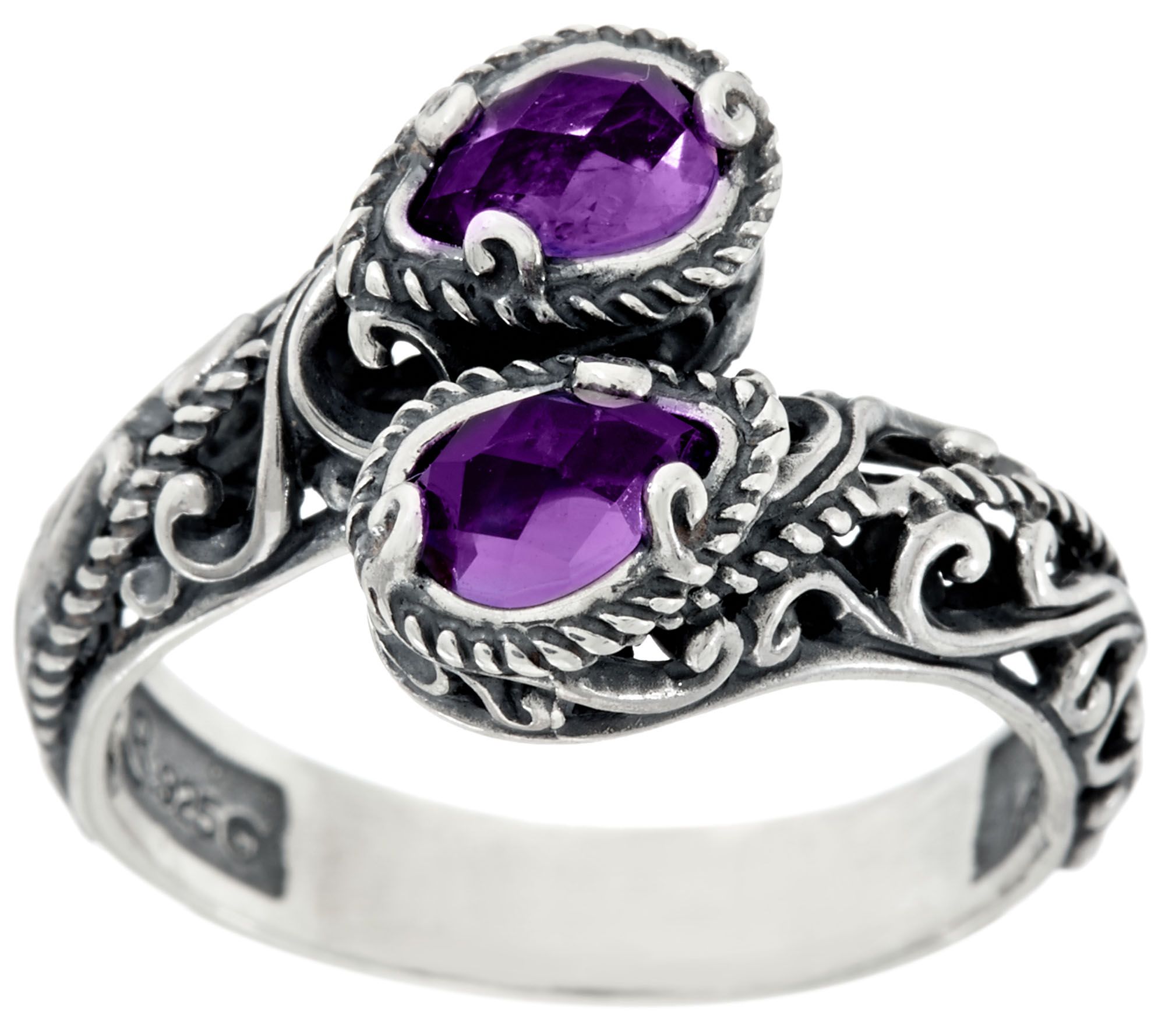 "As Is" Carolyn Pollack Sterling Silver Signature Amethyst Ring - QVC.com