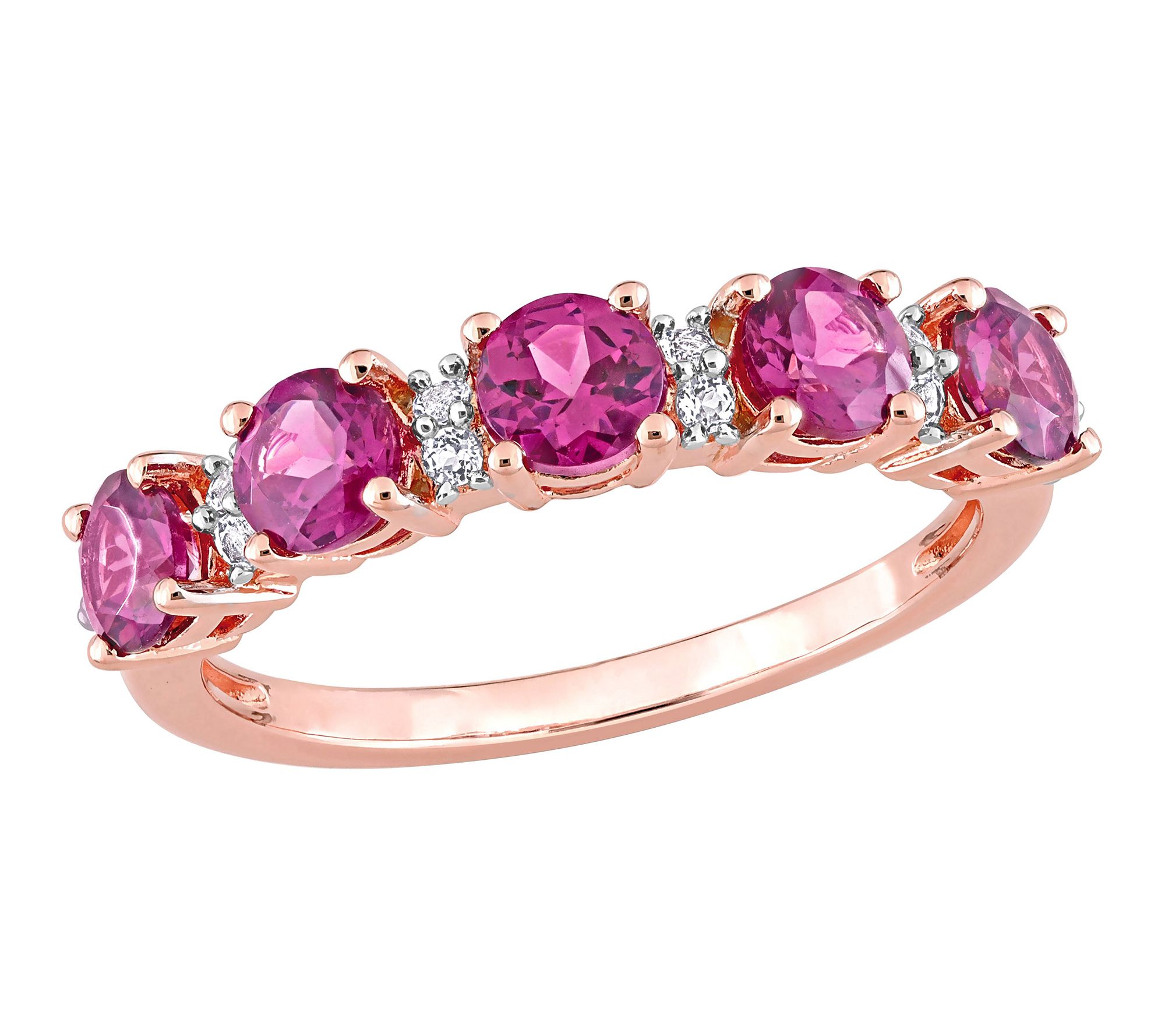 18K Rose Gold-Plated 1.55 cttw Rhodolite & Whit e Topaz Ring - QVC.com