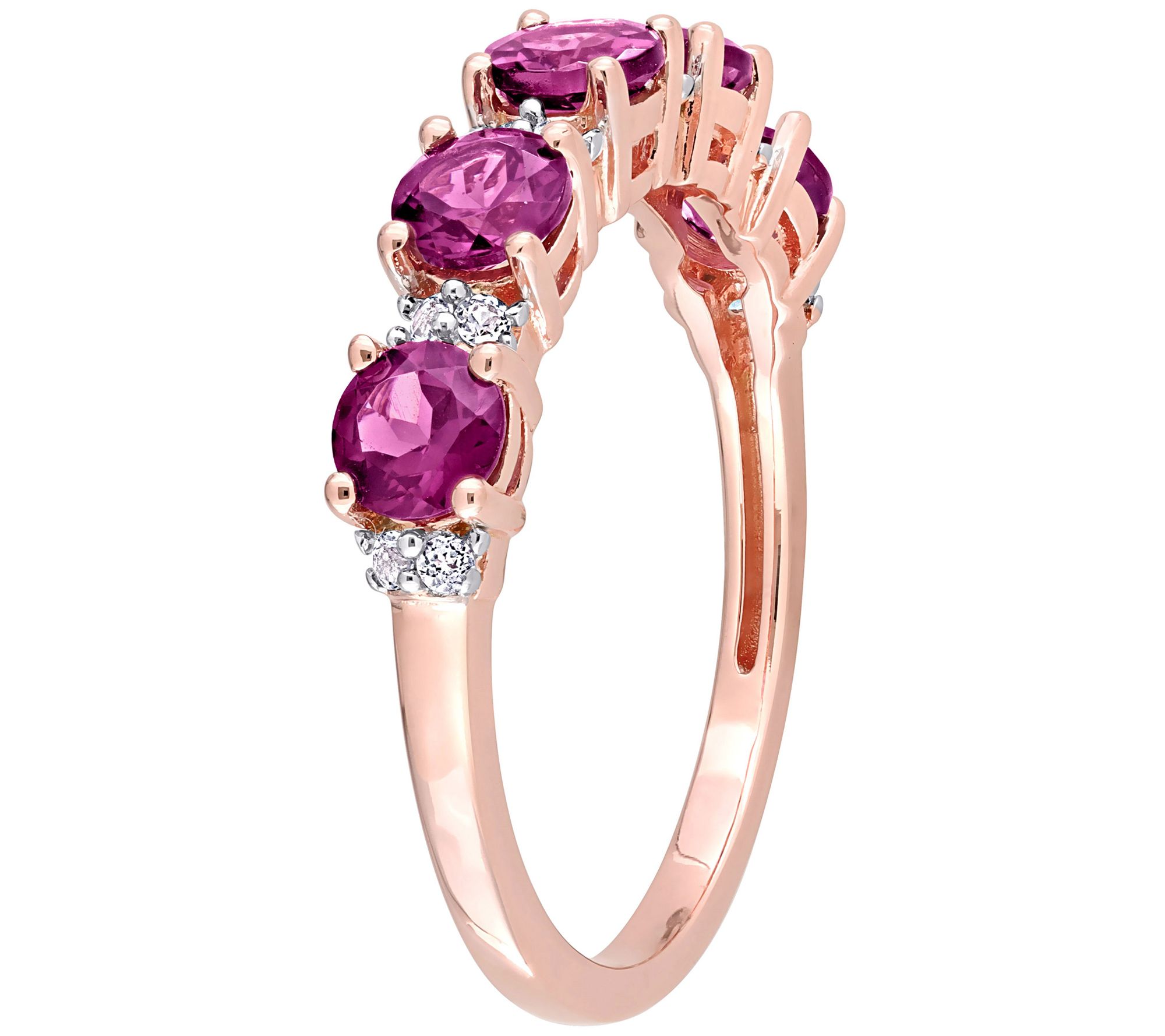 18K Rose Gold-Plated 1.55 cttw Rhodolite & Whit e Topaz Ring - QVC.com