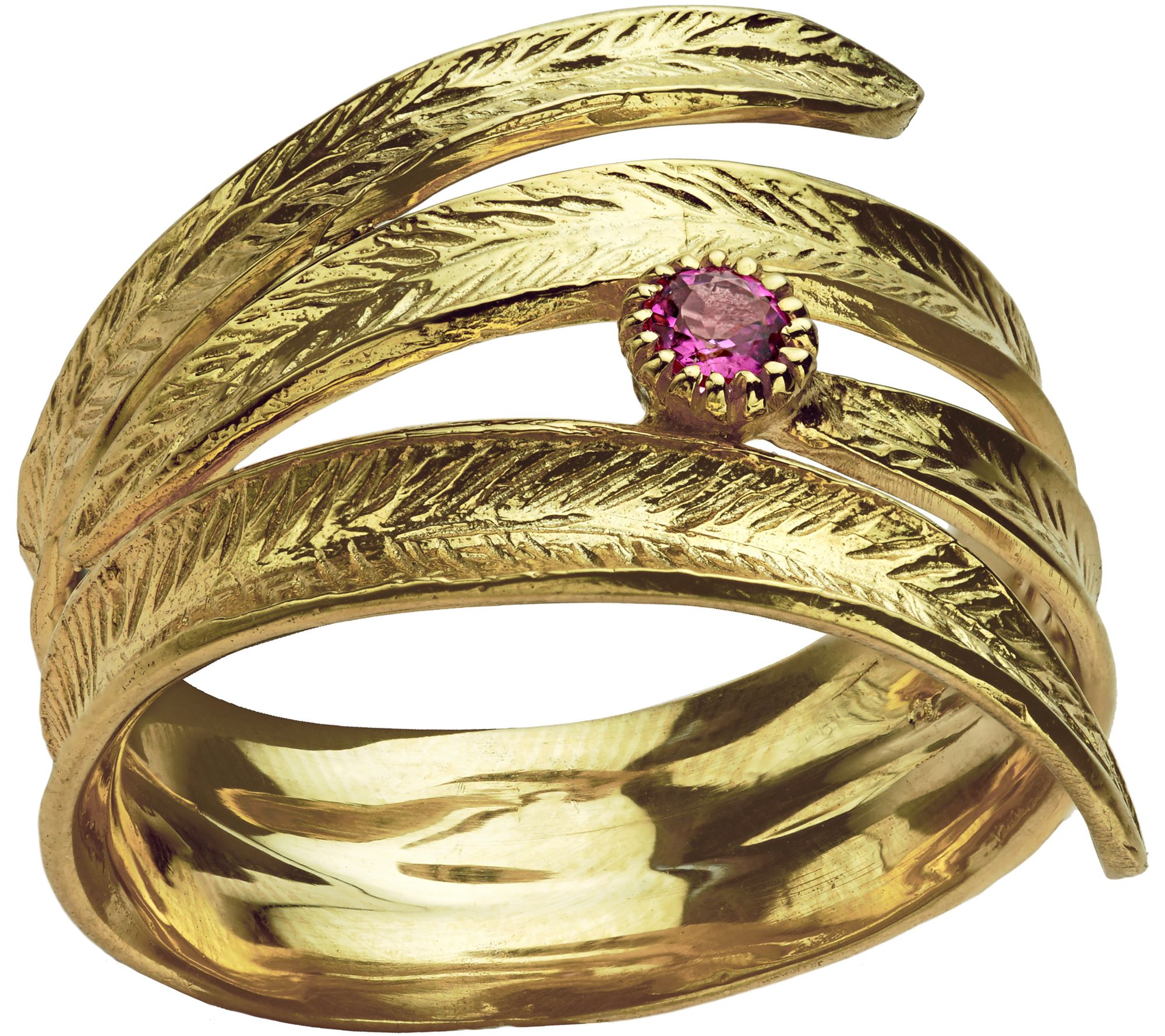 Adi Paz Textured Gemstone Accent Bypass Ring, 14K Gold - QVC.com