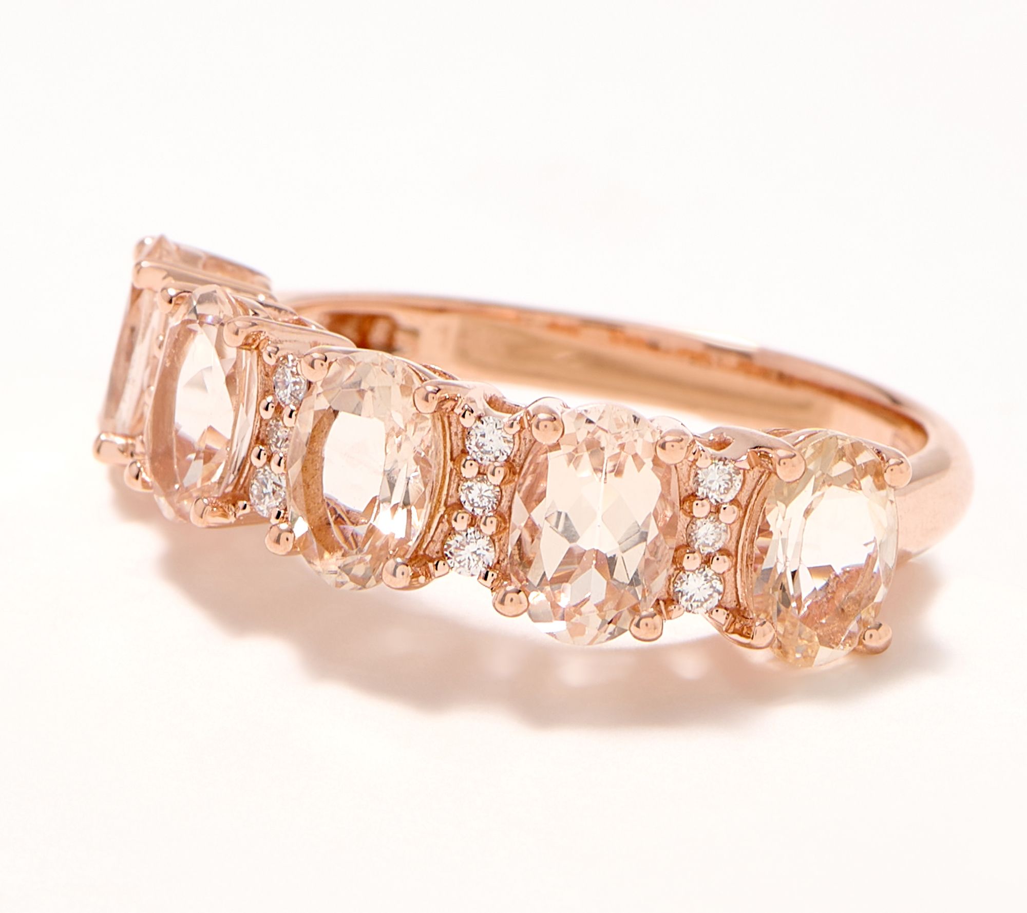 As Is Effy Oval Cut Morganite Diamond Ring 14K Rose Gold