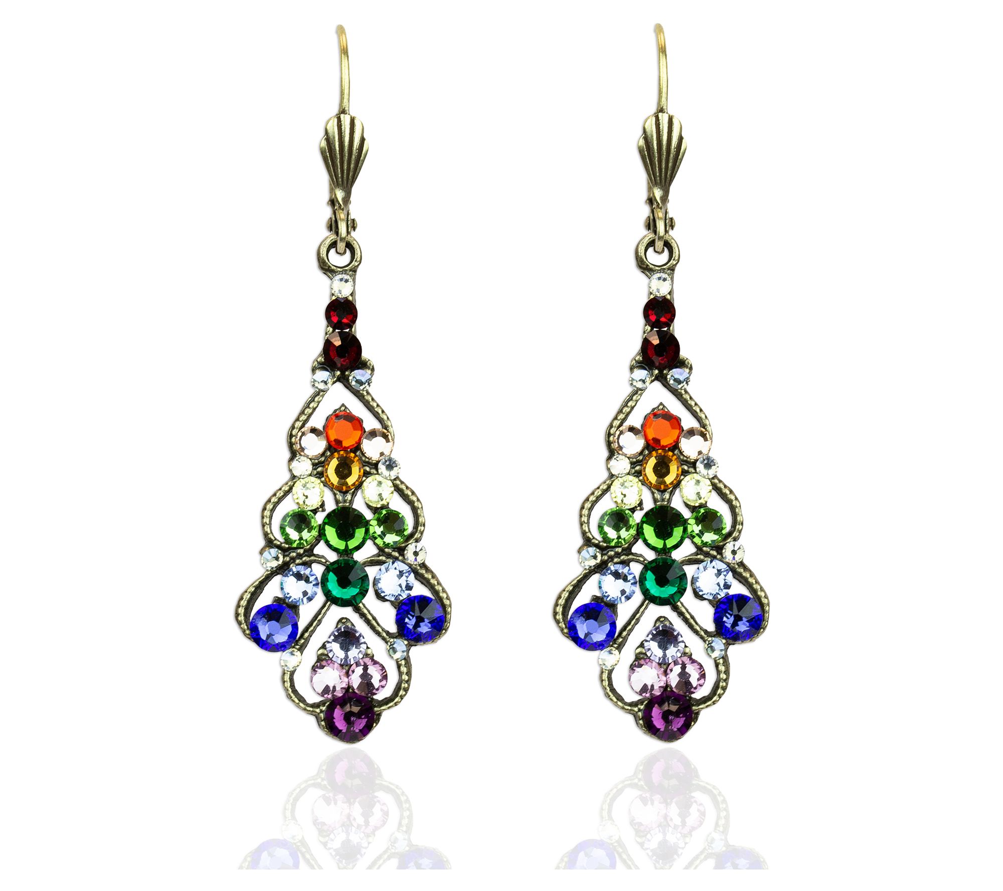 Anne Koplik Rainbow Crystal Filigree Scallop Dagle Earrings - QVC.com