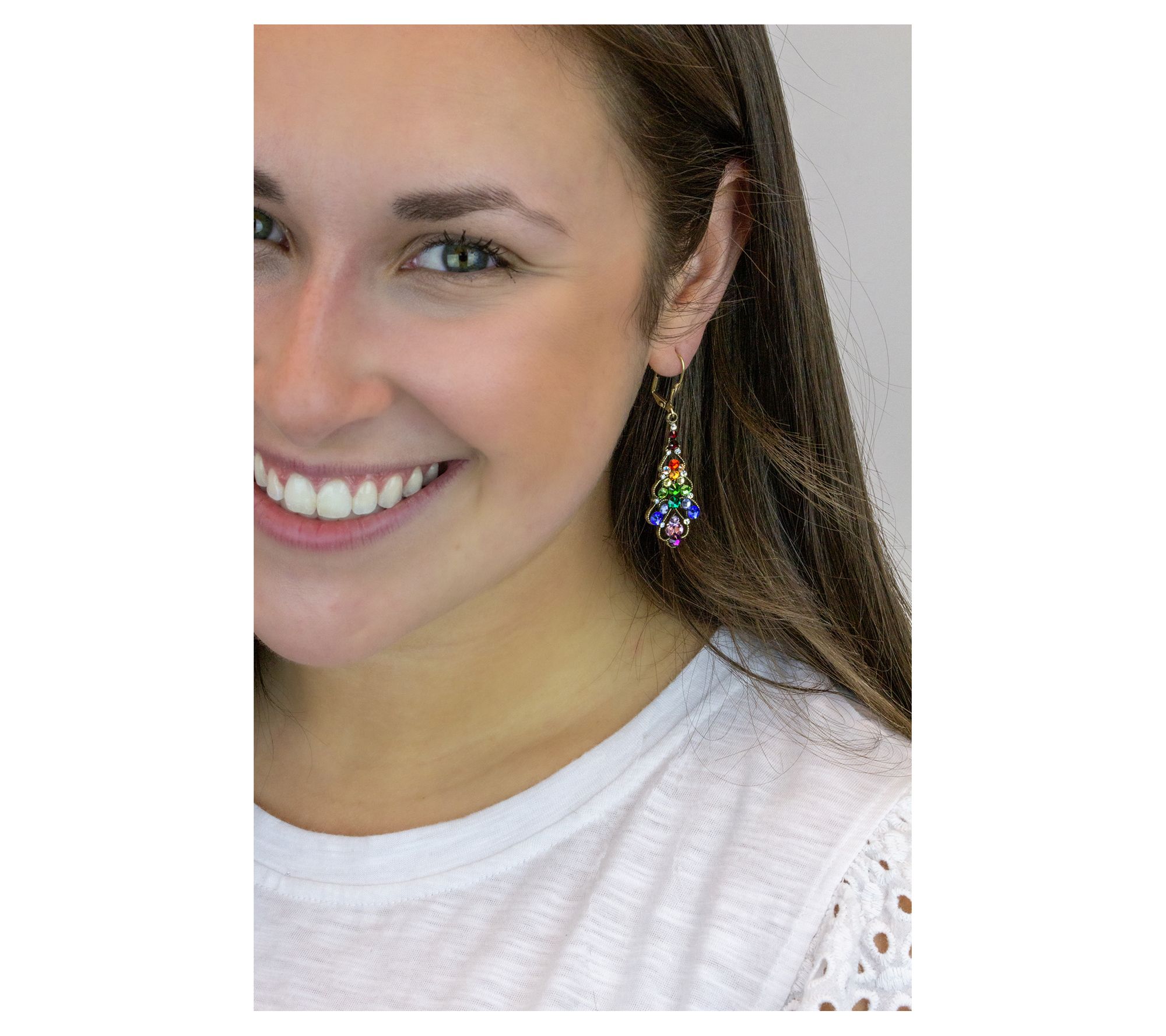 Anne Koplik Rainbow Crystal Filigree Scallop Dagle Earrings - QVC.com