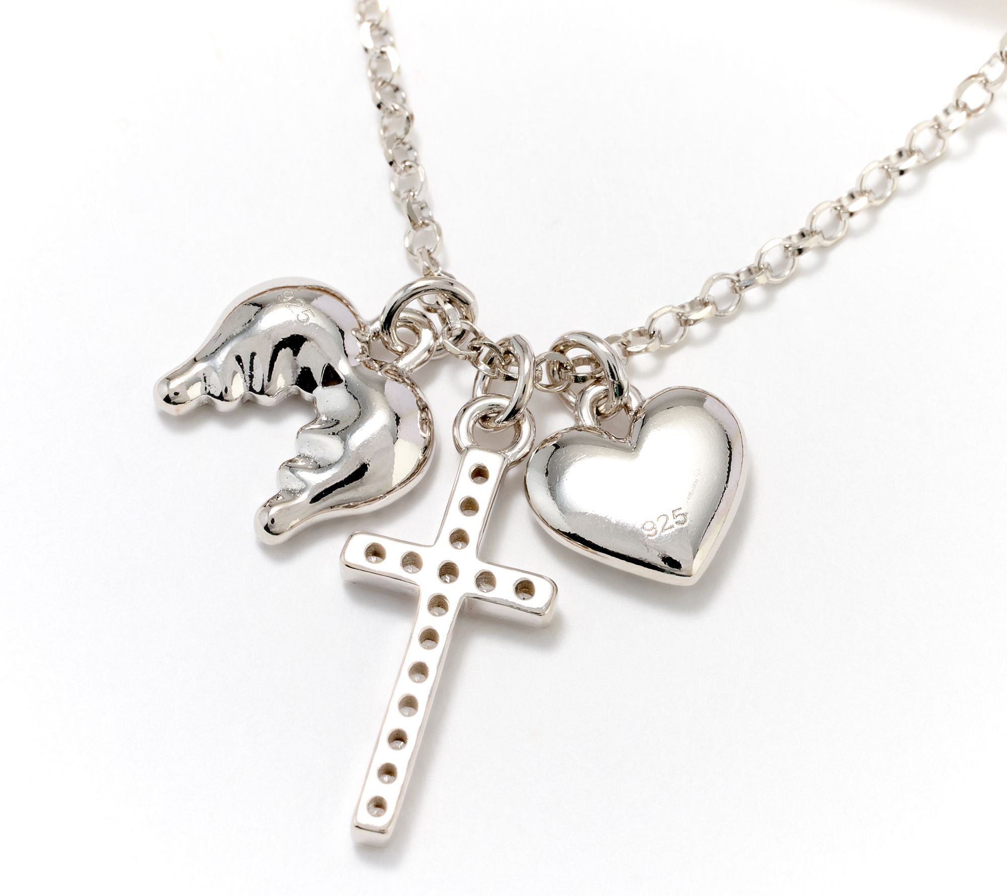 "As Is" David Markstein Sterl Triple Charm Cubic Zirconia Necklace ...