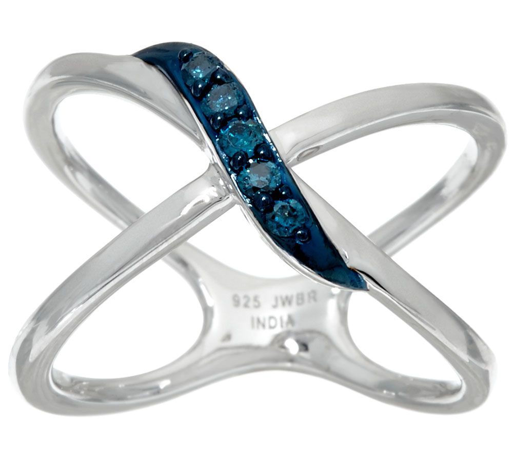 "As Is" Blue X-Design Diamond Ring, Sterling 1/10ct tw by Affinity ...