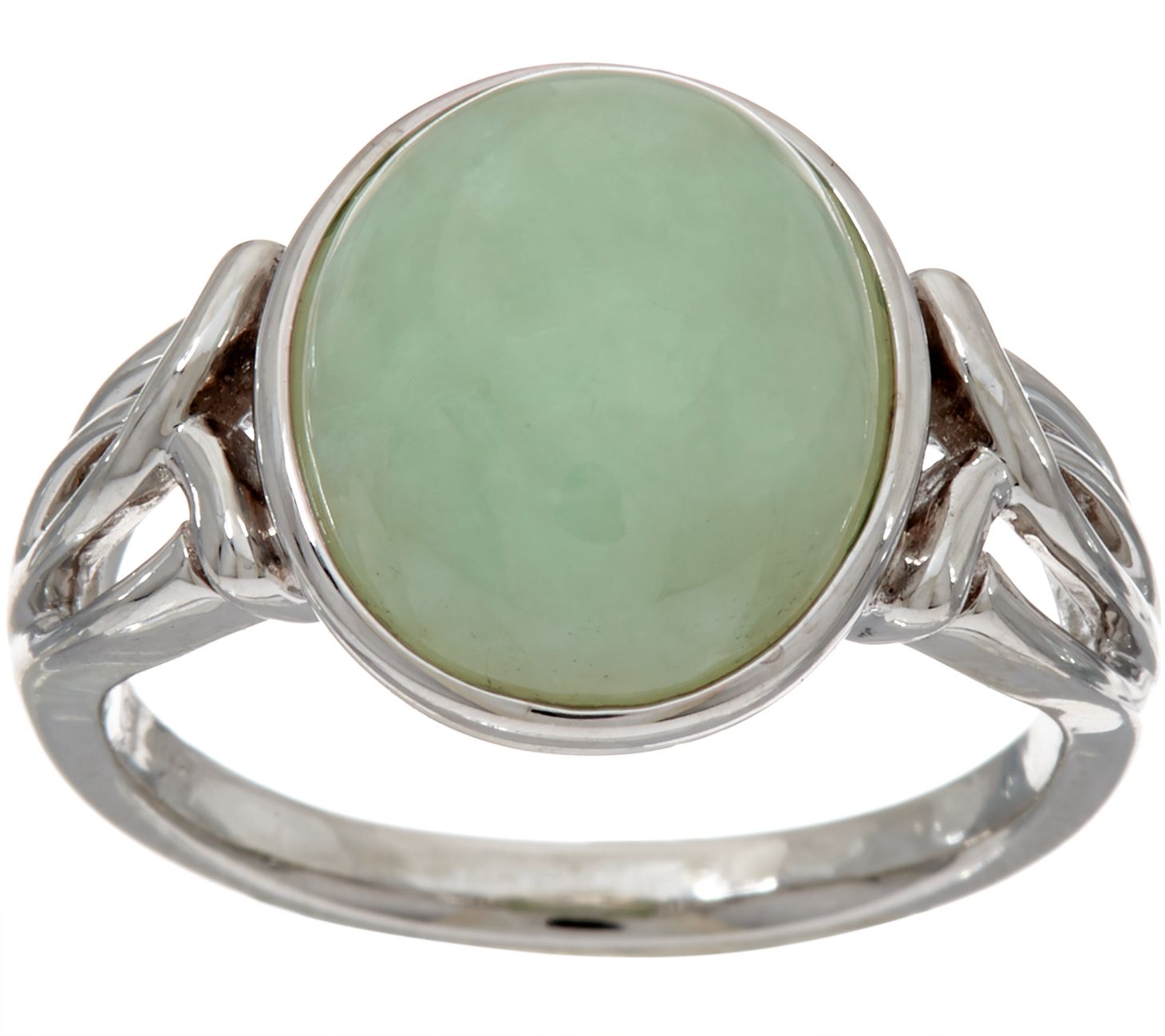 Jade Oval Sterling Silver Ring - QVC.com