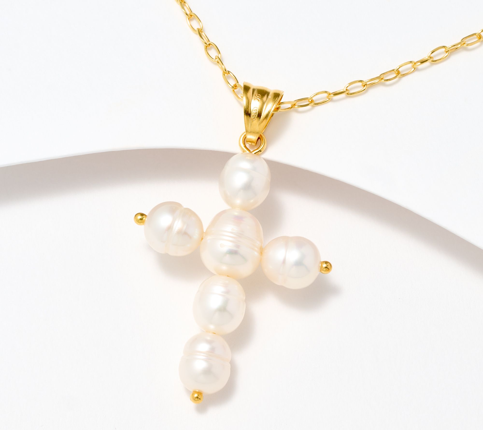 "As Is" Honora Ringed Cultured Pearl Cross Pendant 18" Necklace - QVC.com