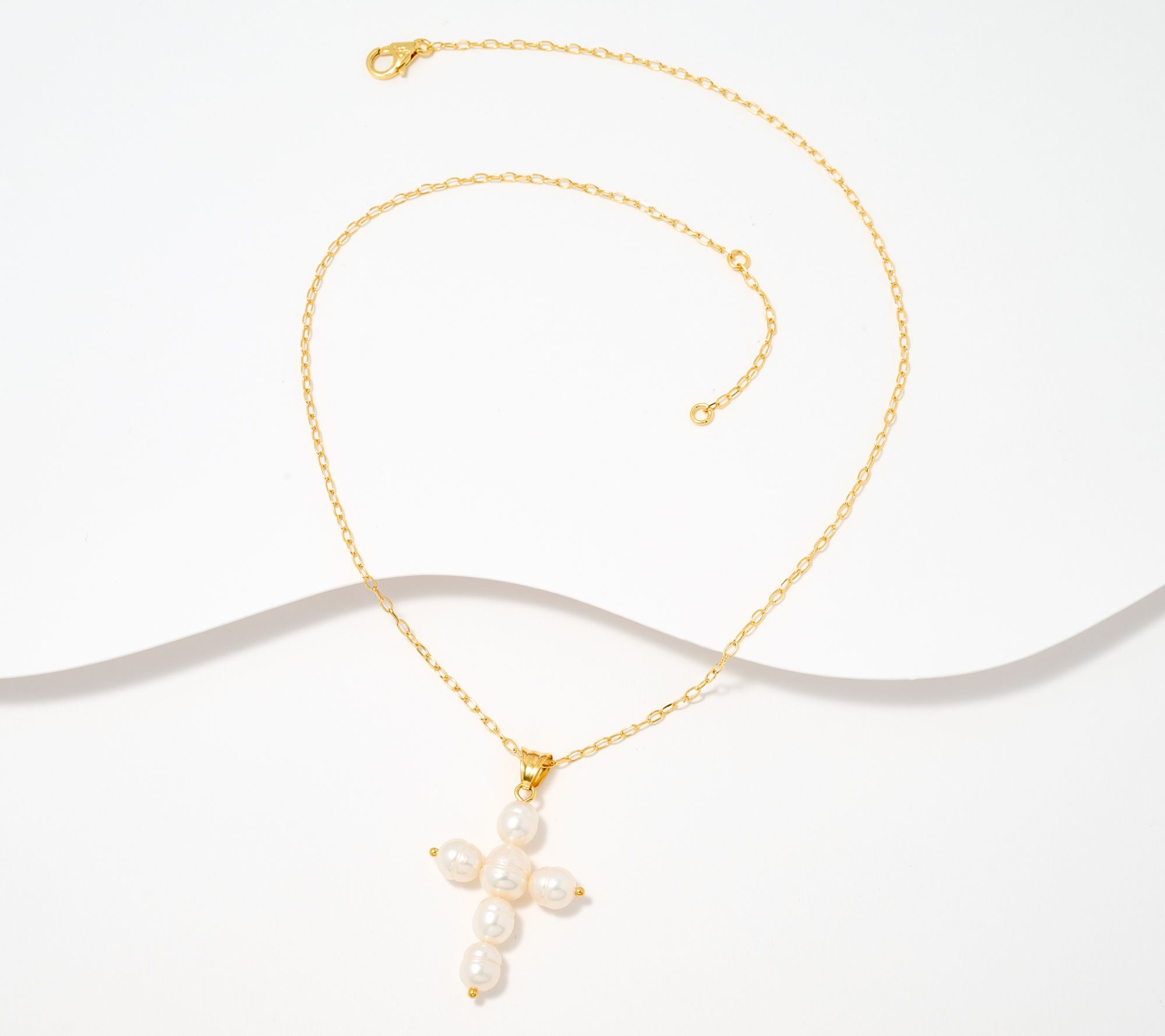 "As Is" Honora Ringed Cultured Pearl Cross Pendant 18" Necklace - QVC.com