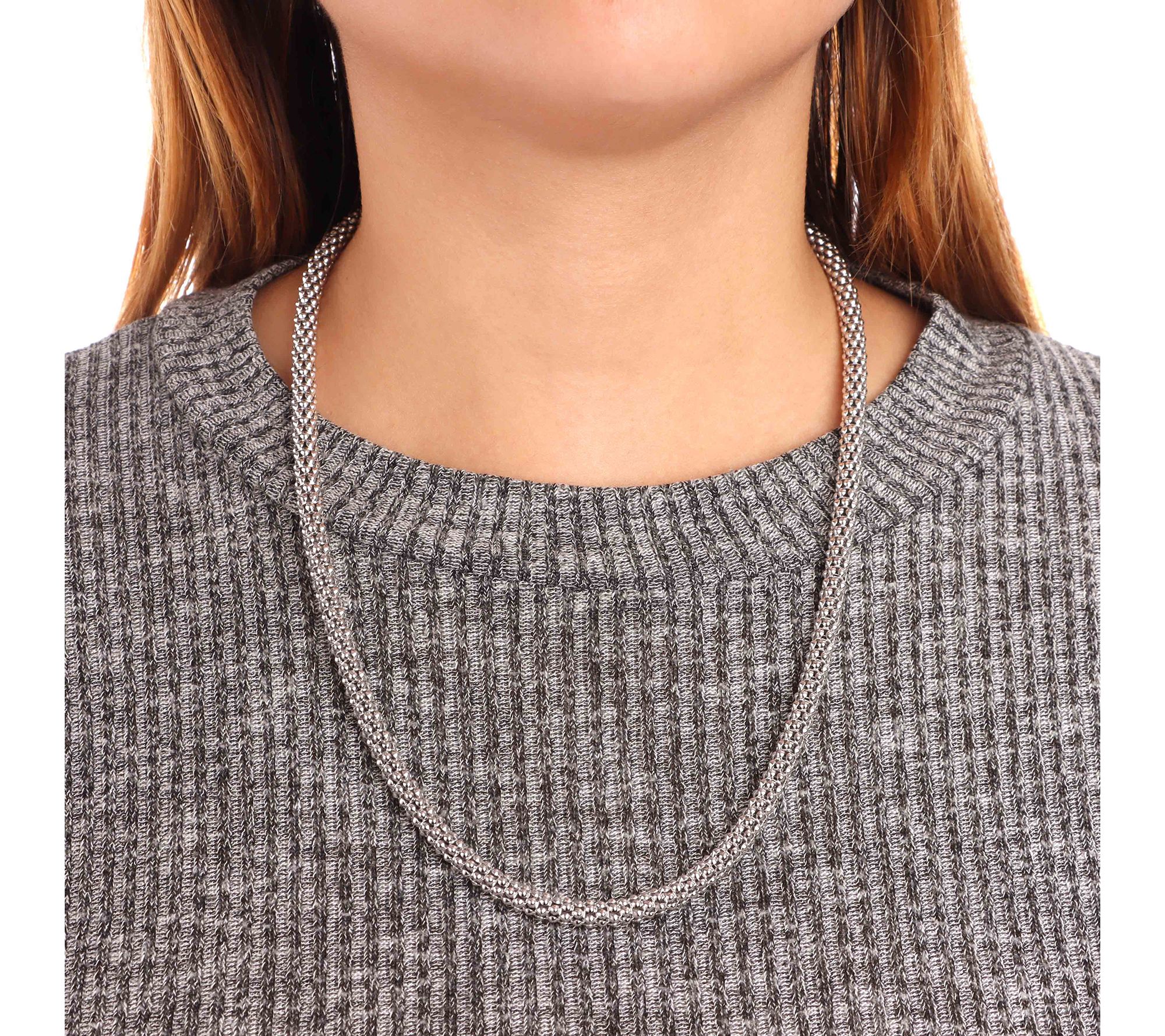 Italian Silver 22" Popcorn Chain Necklace, Sterling - QVC.com