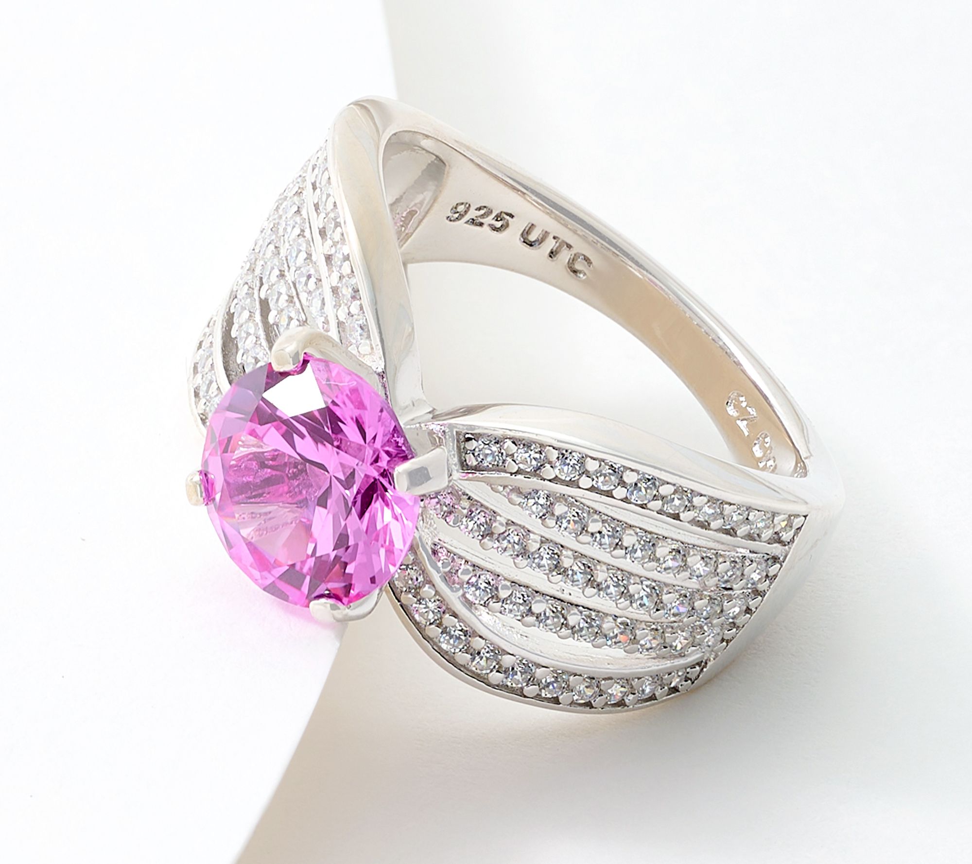 "As Is" Diamonique x Kathy Levine Ten Spot Pave Band Ring,Sterl - QVC.com