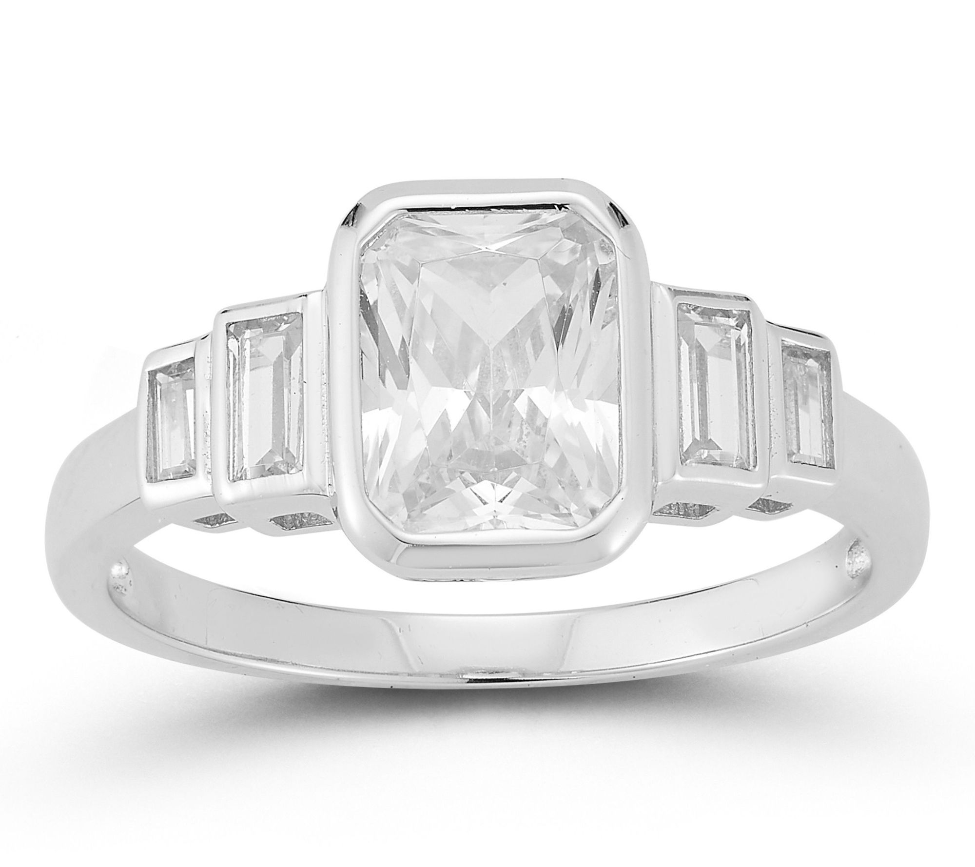 Rachel Zoe Radiant Bezel Set Ring, Sterling Silver - QVC.com