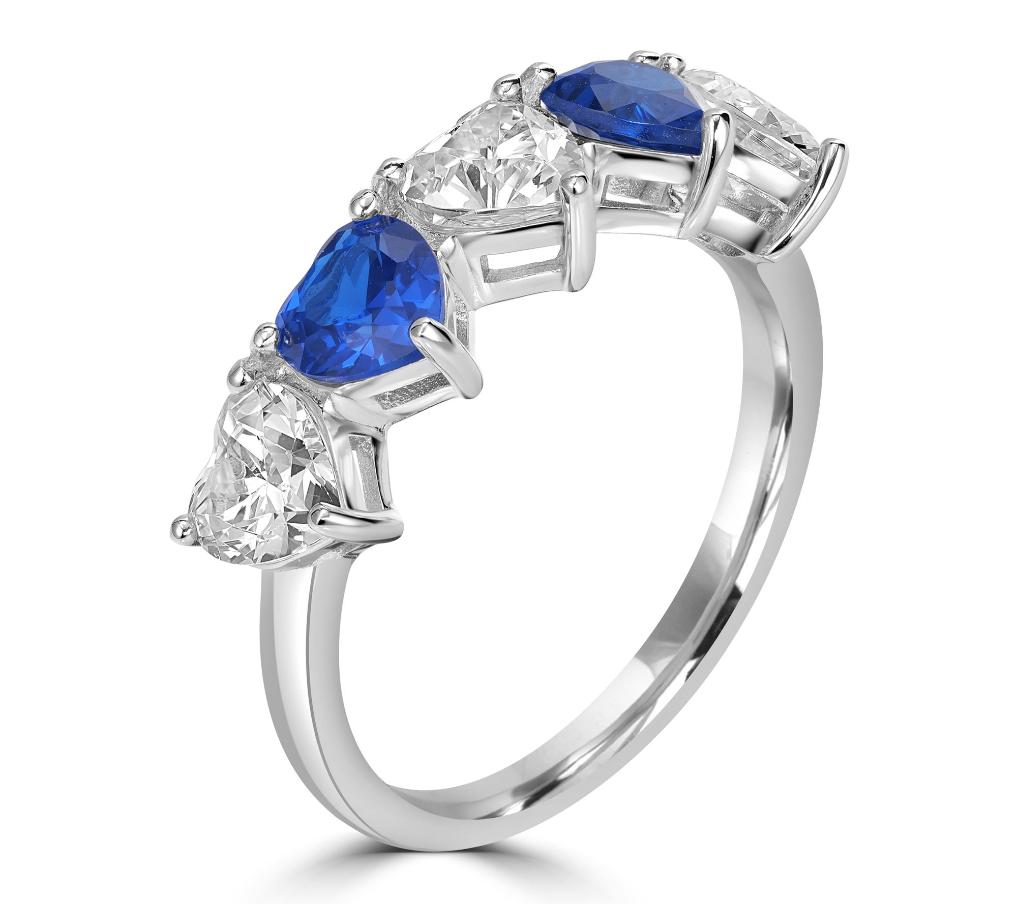 Diamonique x Kathy Levine 5-Stone Heart Shape Ring, Sterling - QVC.com