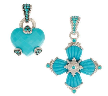 Judith Ripka Sterling Carved Turquoise and Diamonique Enhancer - QVC.com