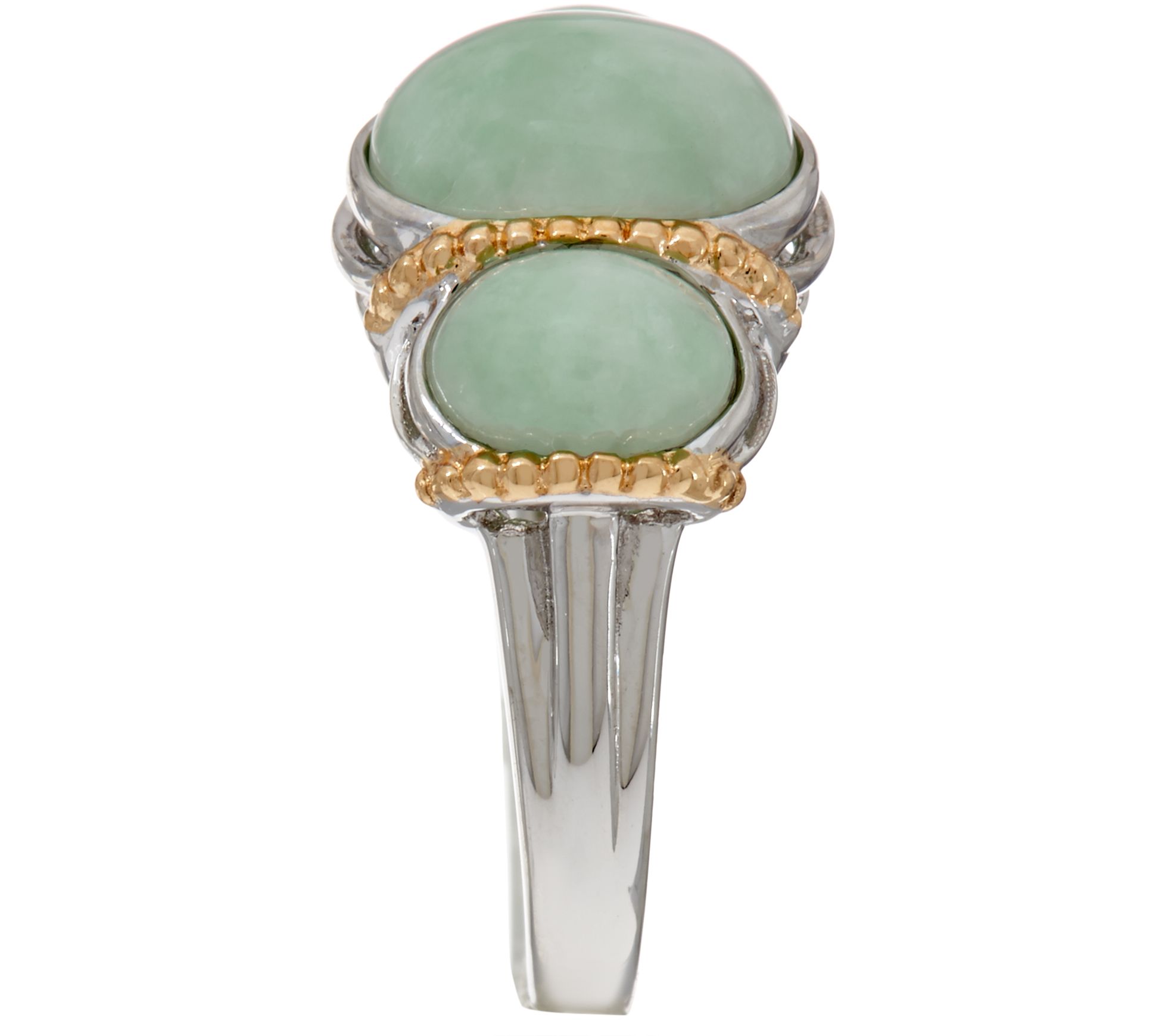 Jade Oval 3-Stone Sterling Silver Ring - QVC.com