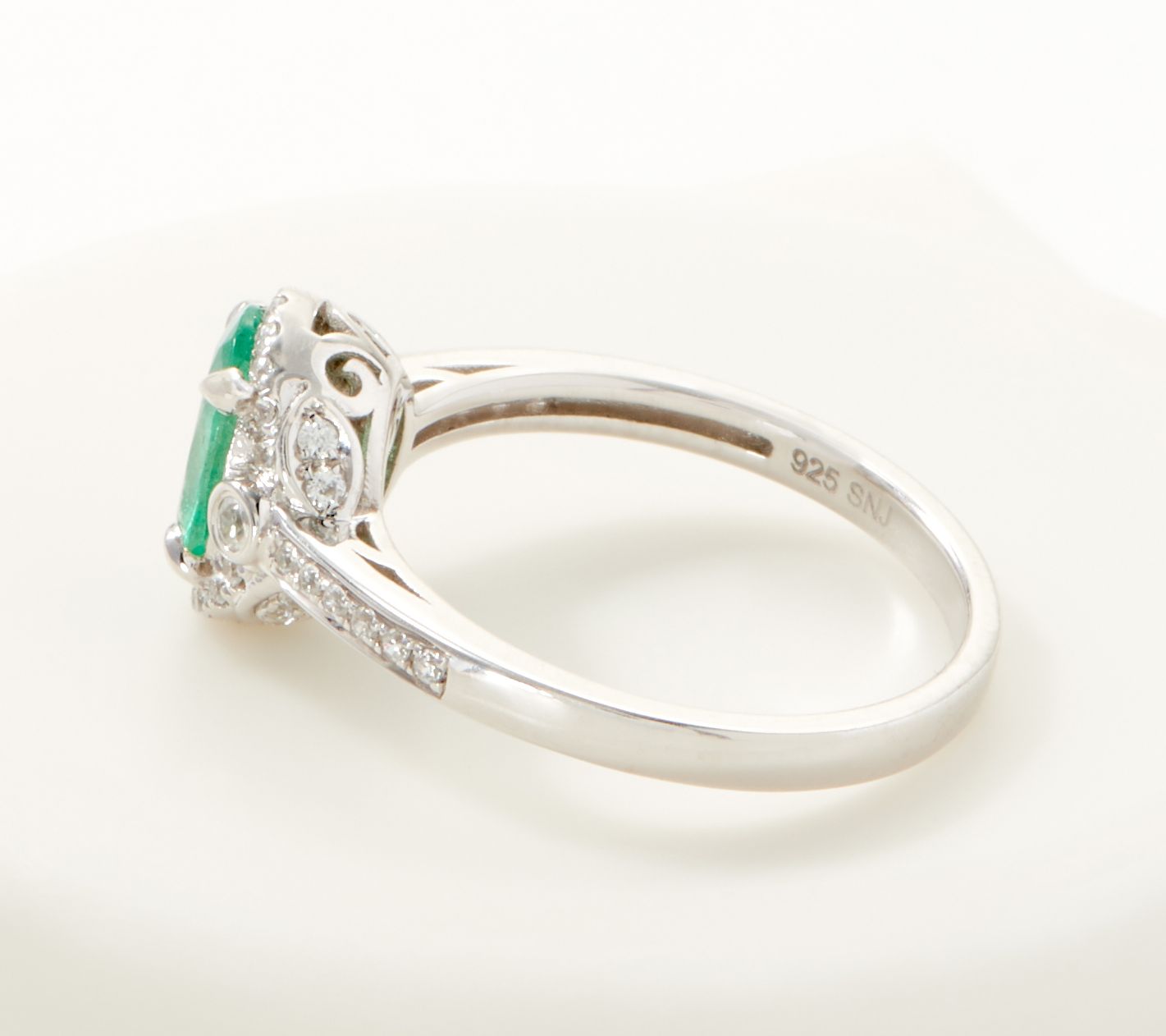 Zambian Emerald & White Zircon Ring, Sterling, 0.75 cttw - QVC.com