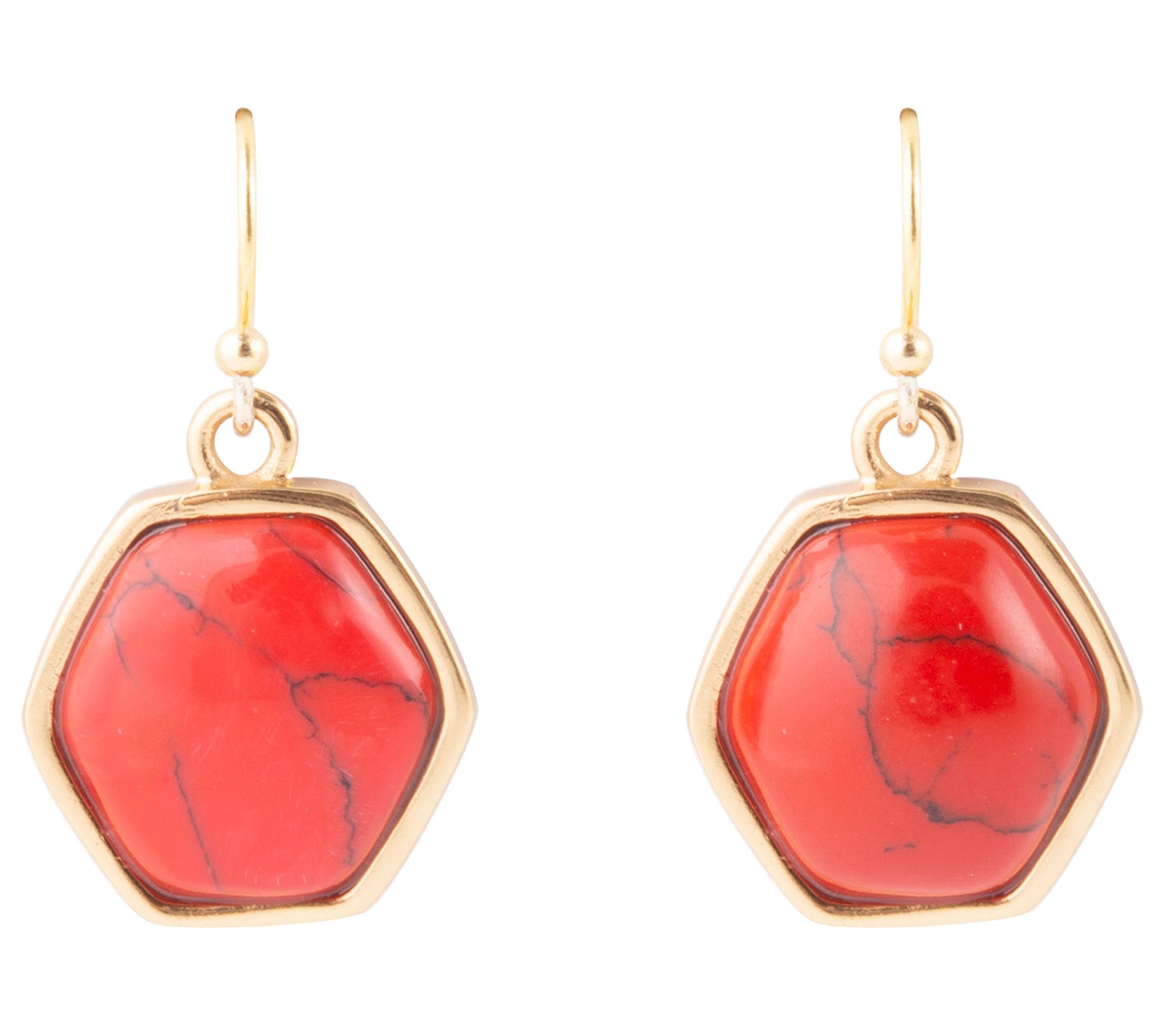 Barse Artisan Crafted Red Howlite Drop Earrings - QVC.com