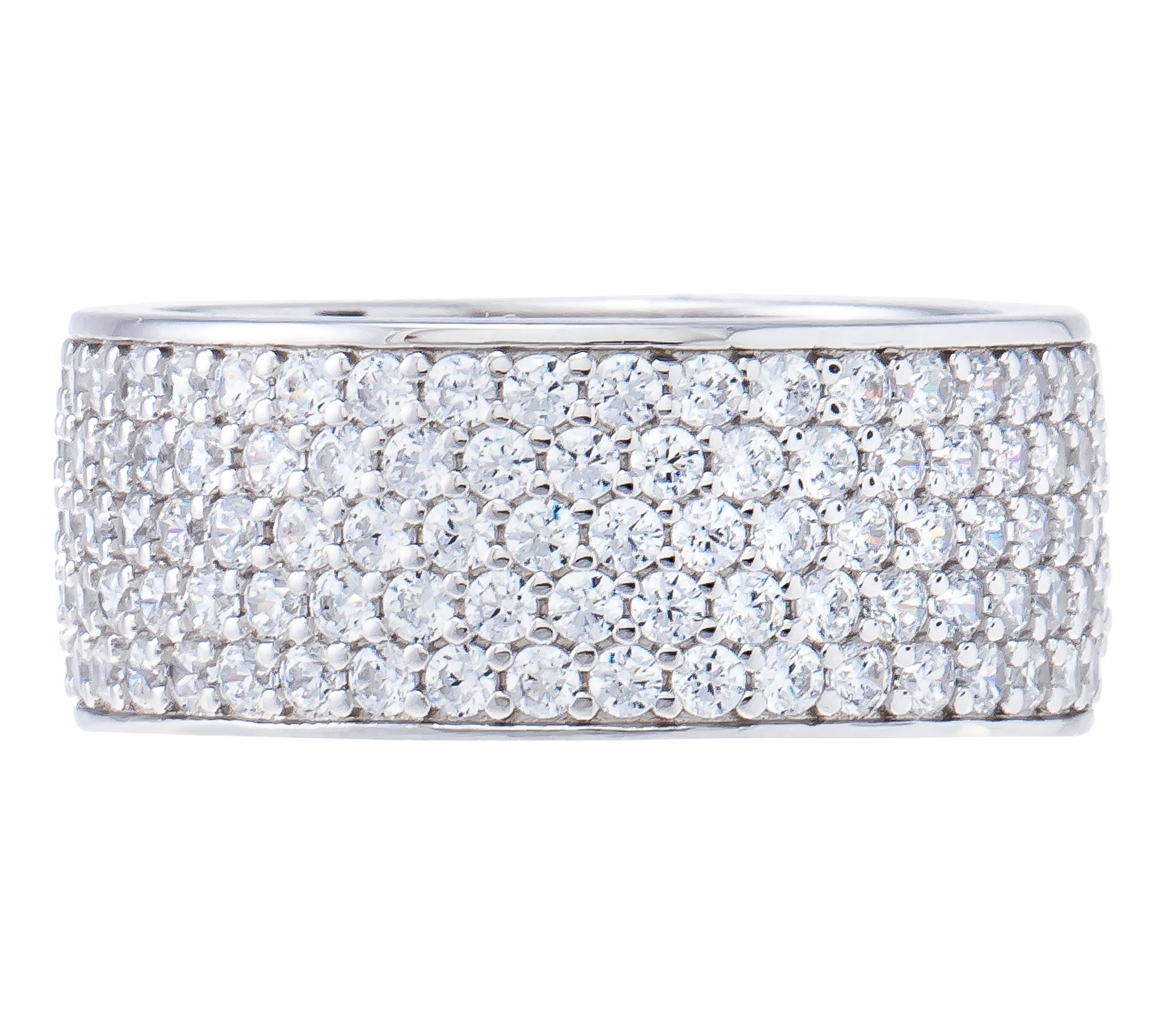 Diamonique x Jennifer Miller 5-Row Pave Ring, Sterling Silver - QVC.com