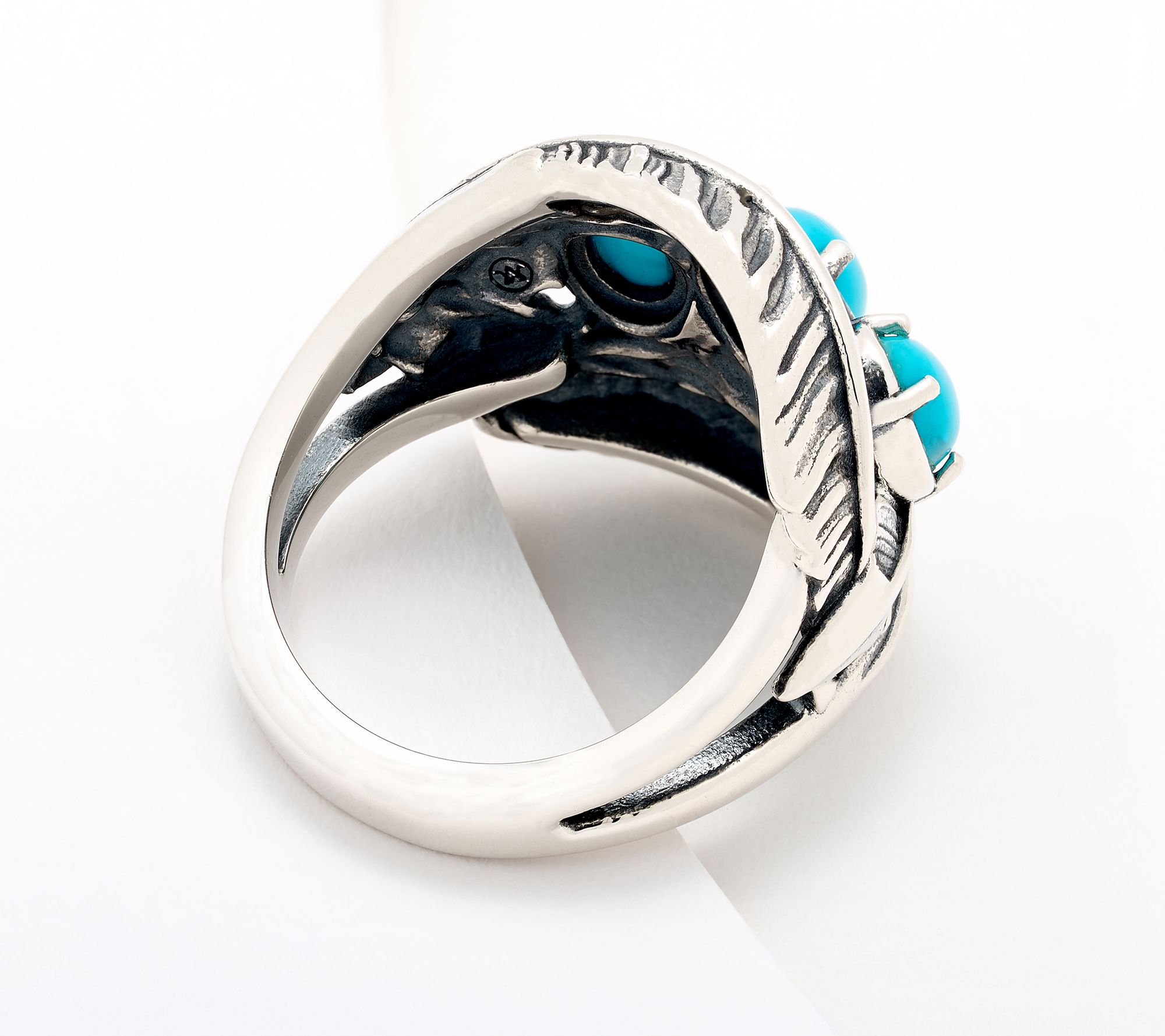 American West Sterling Silver & Turquoise Four Feather Ring - QVC.com