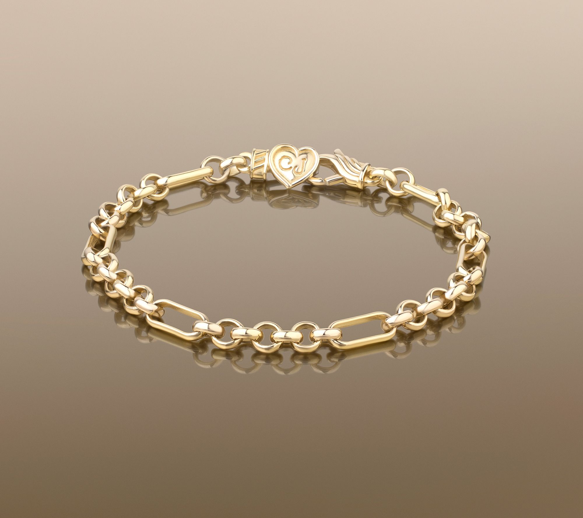 Christian James by Scott Grimes 14K Clad Rolo Signature Link Bracelet ...