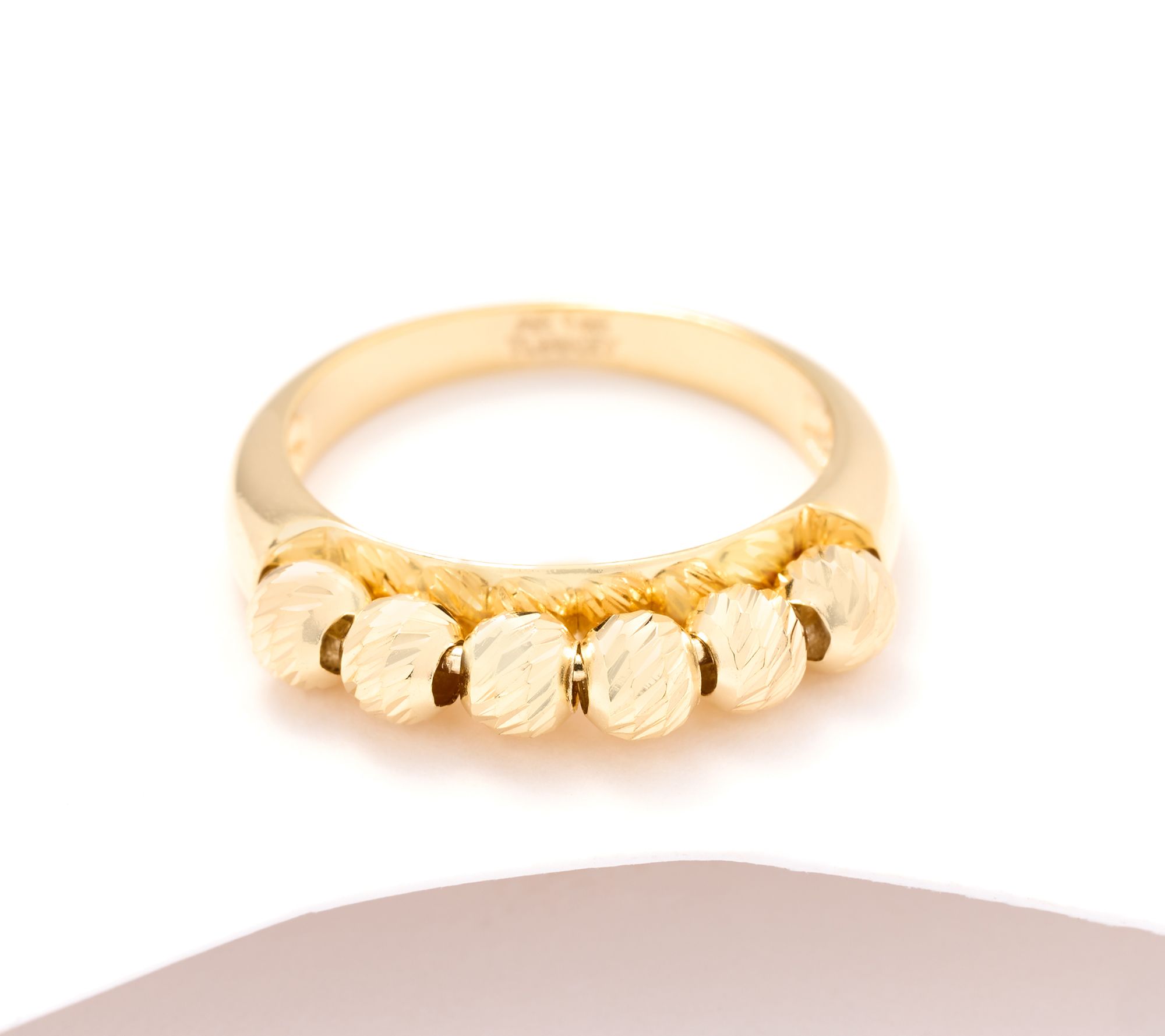 "As Is" Adorna Diamond Cut Beaded Ring, 14K Gold - QVC.com