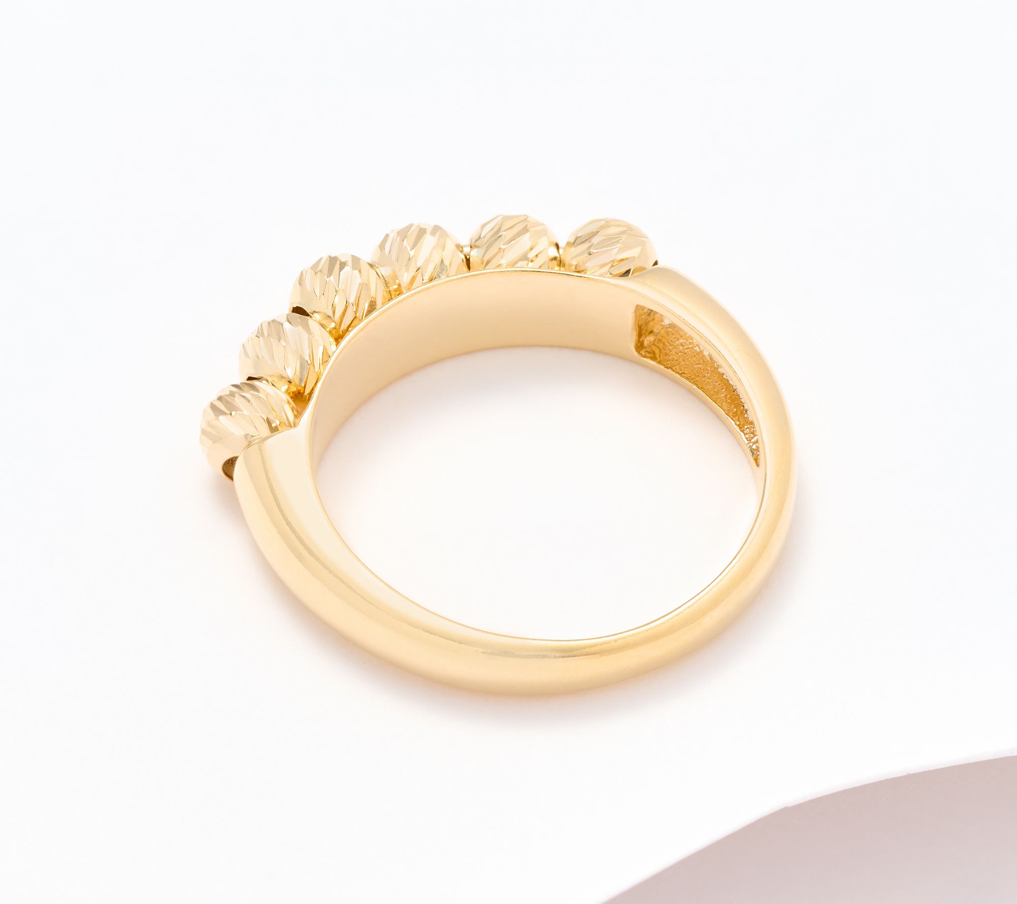 "As Is" Adorna Diamond Cut Beaded Ring, 14K Gold - QVC.com
