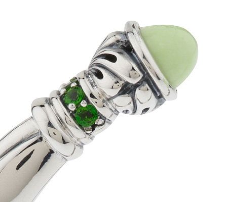 Ann King Sterling Tapestry Fleur Gaspeite Torque Bangle - QVC.com
