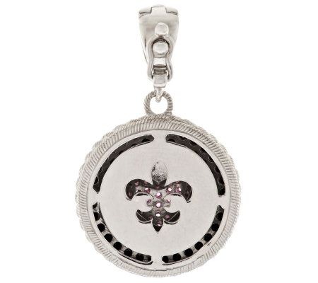 Judith Ripka Sterling 1.40ct Rhodolite and Black Spinel Heart Charm ...